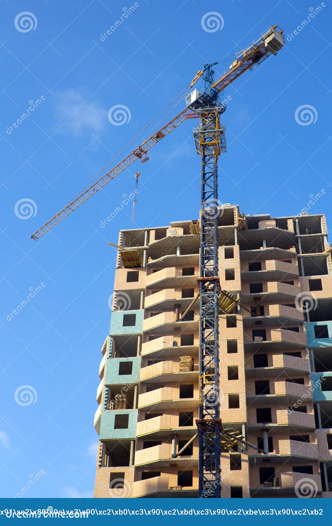 Construction Site with Crane, Building Stock Image - Image of ...