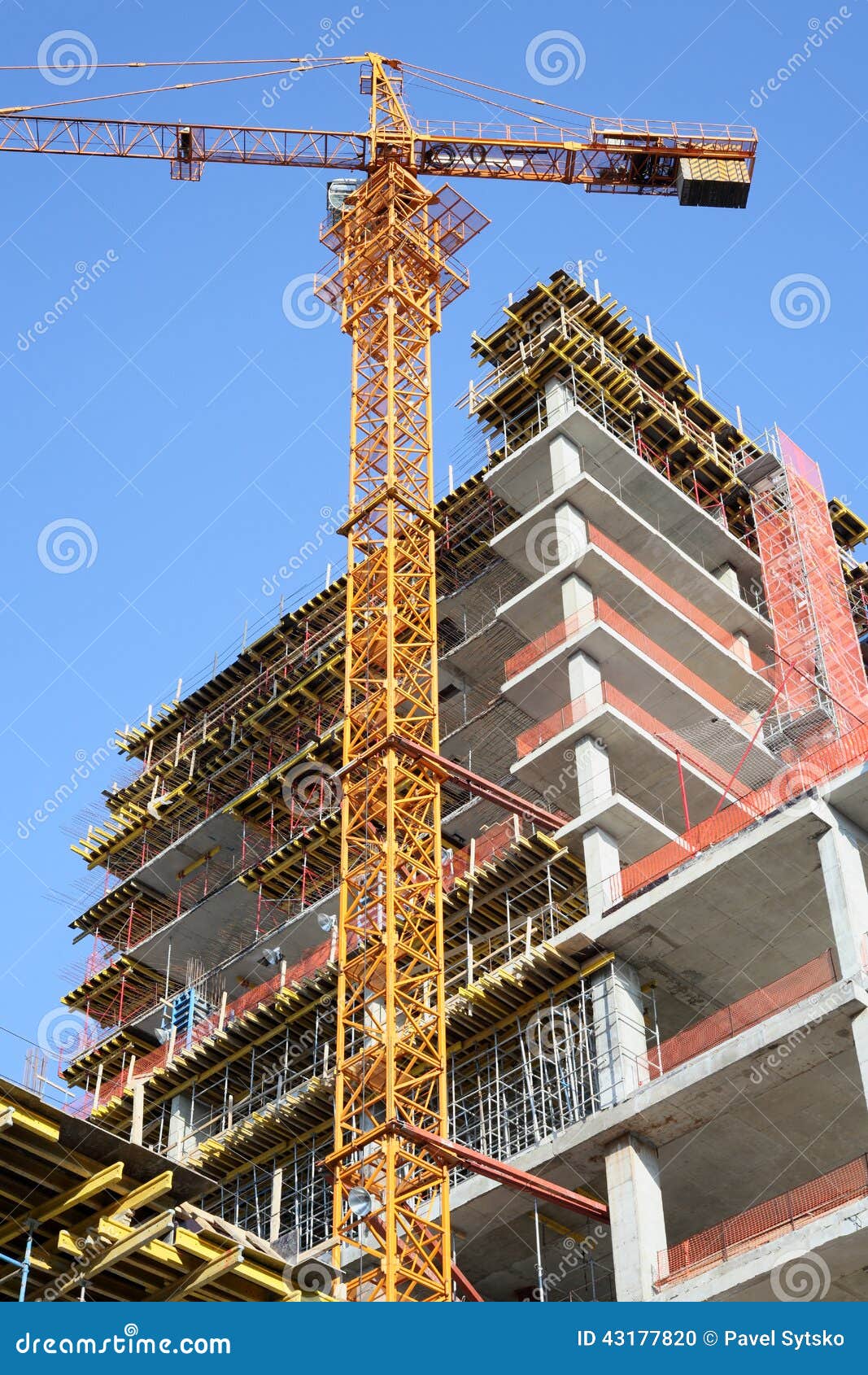 Construction Site. Crane and High-rise Building Under Construction ...