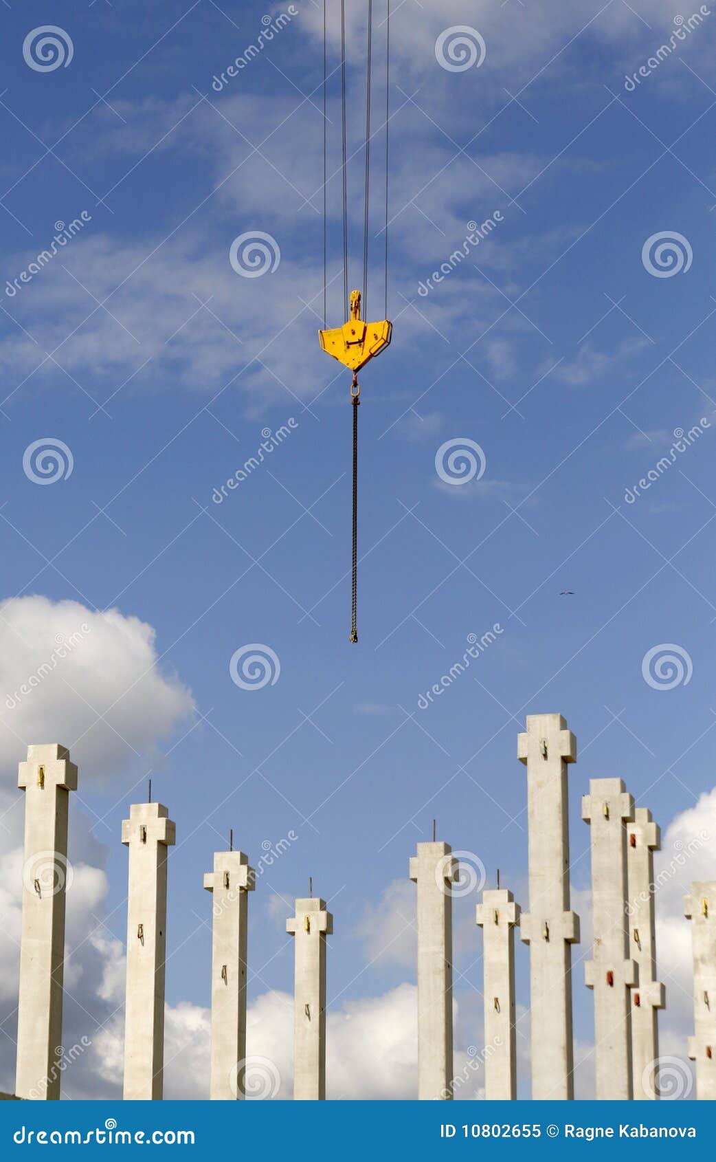 Construction Site with a Crane Hook and Pillars Stock Image - Image of ...