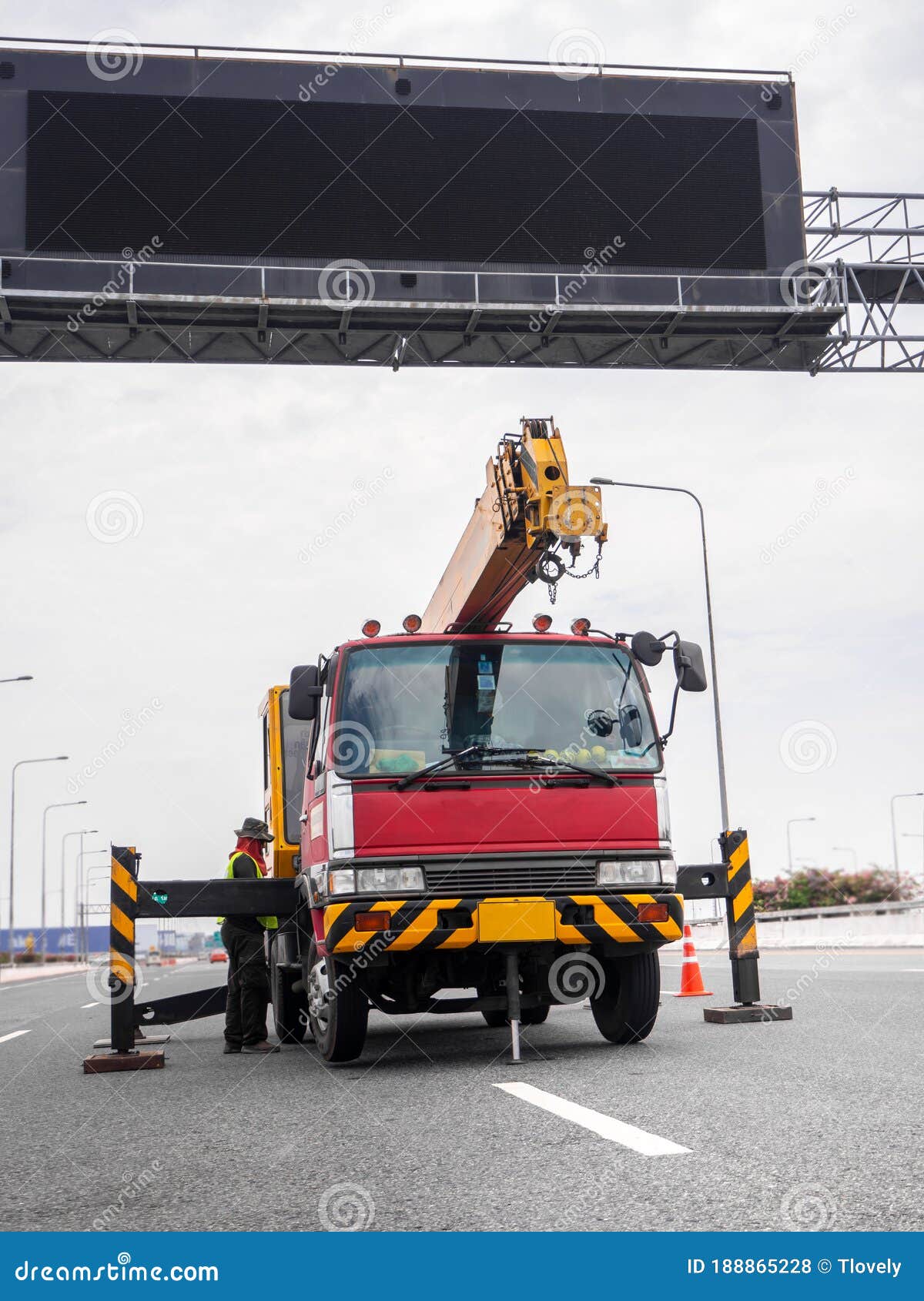 Construction Site Crane is Lifting a Led Signboard for Advertisement ...