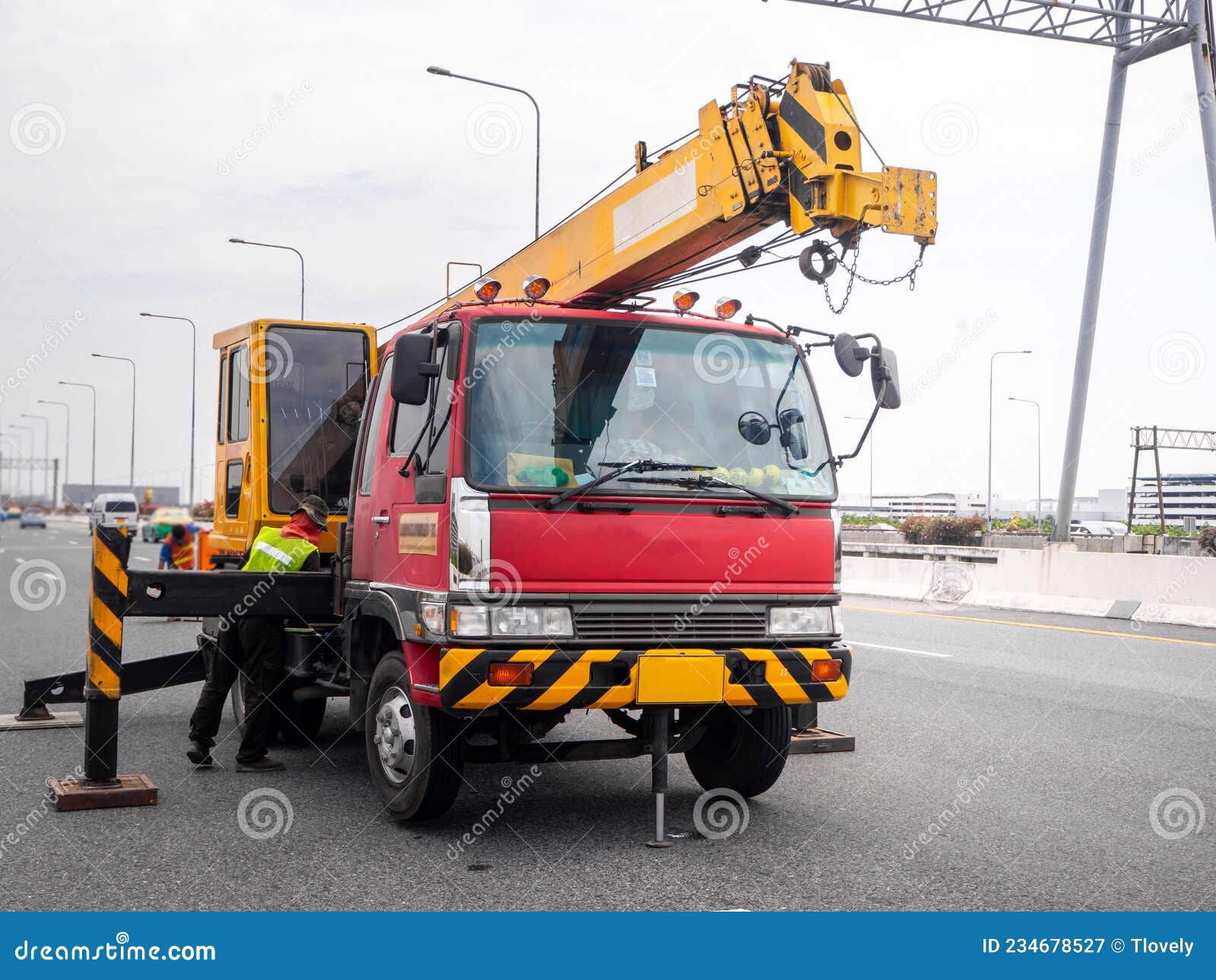 Construction Site Crane is Lifting a Led Signboard for Advertisement ...