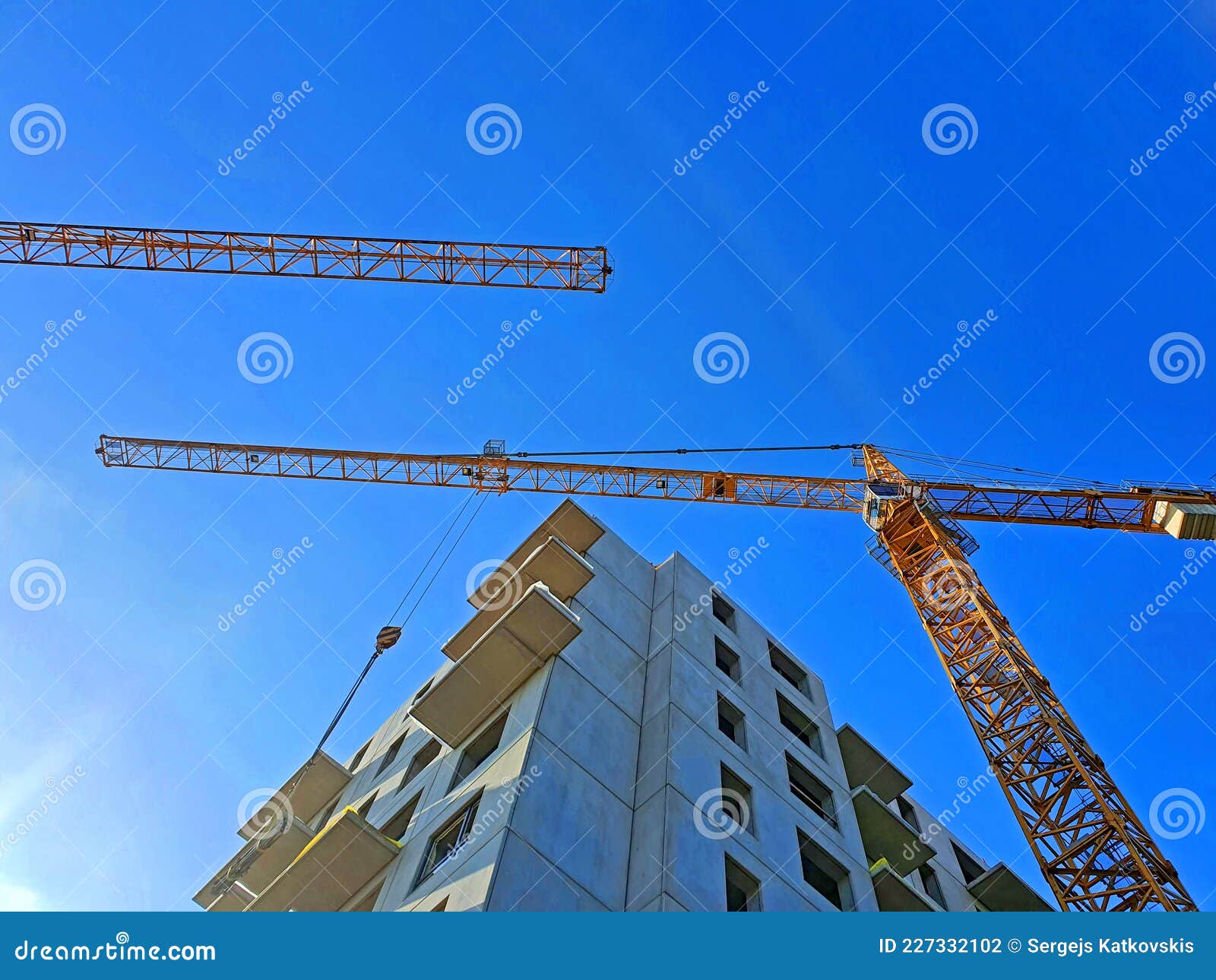 Construction Site with Crane in Sunny Day Stock Photo - Image of ...