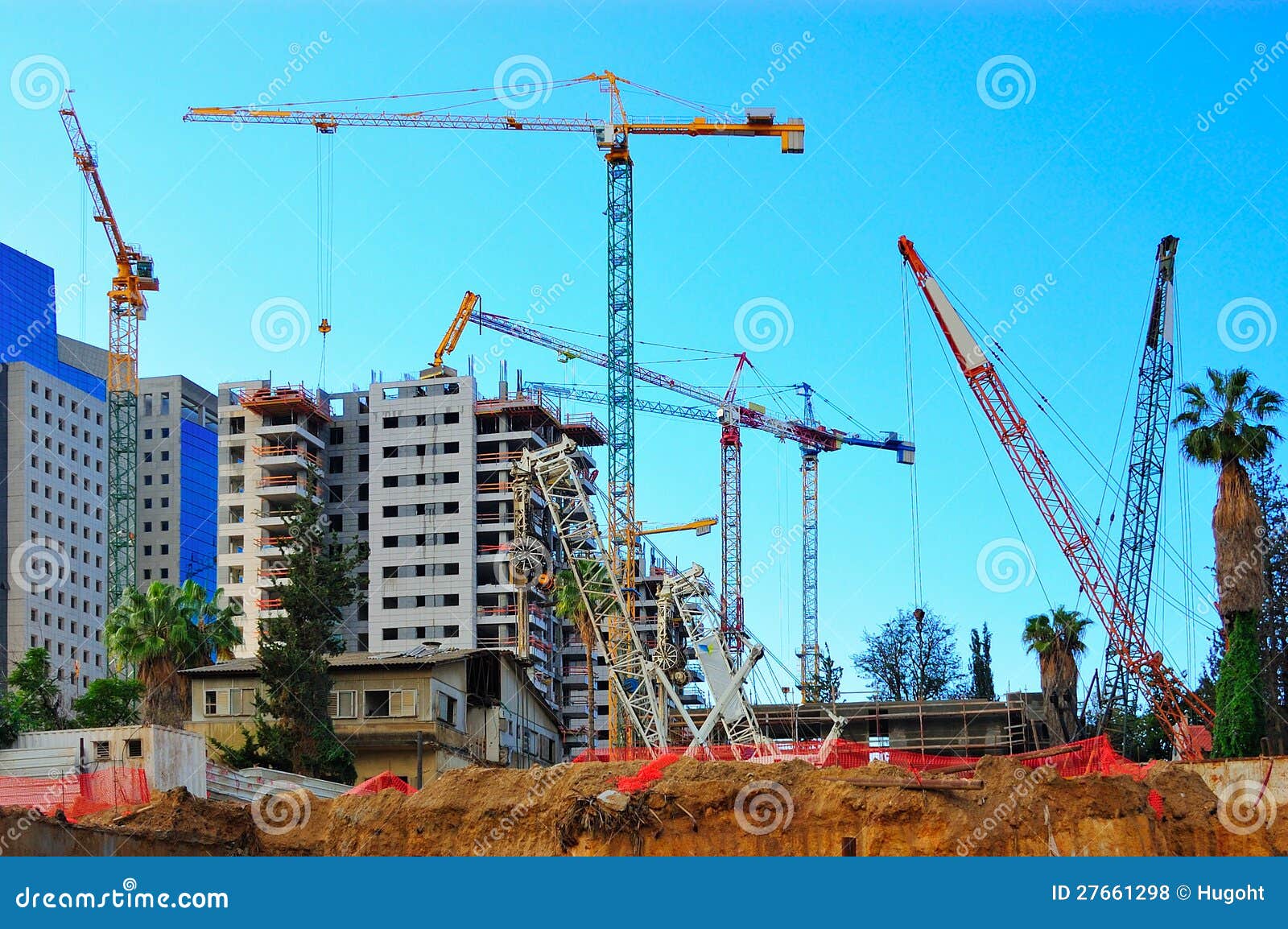 Construction Site Cranes stock photo. Image of building - 27661298