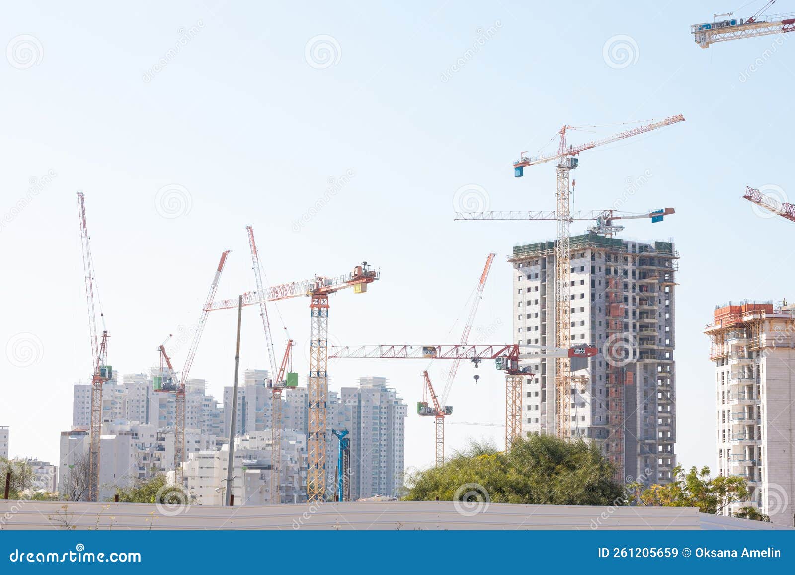 Construction Site with Cranes Construction Acres Rishon Lezion Israel ...