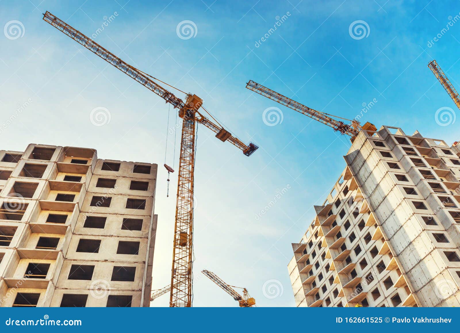 Construction Site with Cranes Stock Image - Image of perspective ...