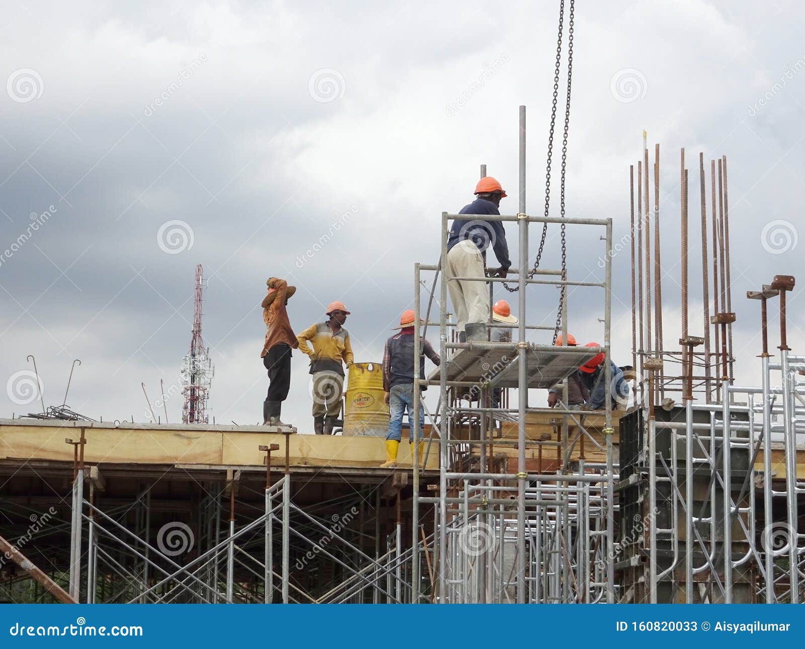 Construction Site during Daytime. Workers Busy with Their Work ...