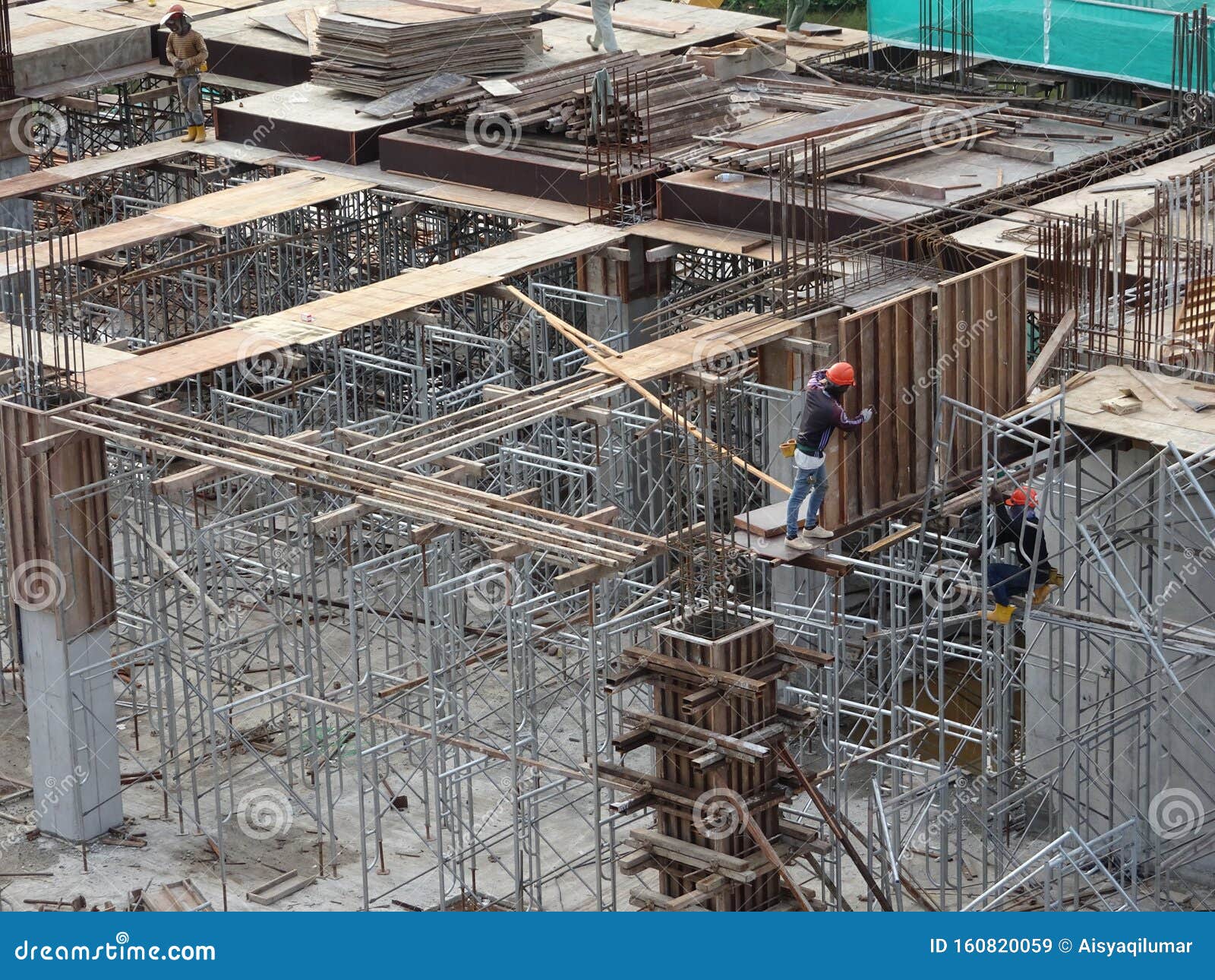 Construction Site during Daytime. Workers Busy with Their Work ...