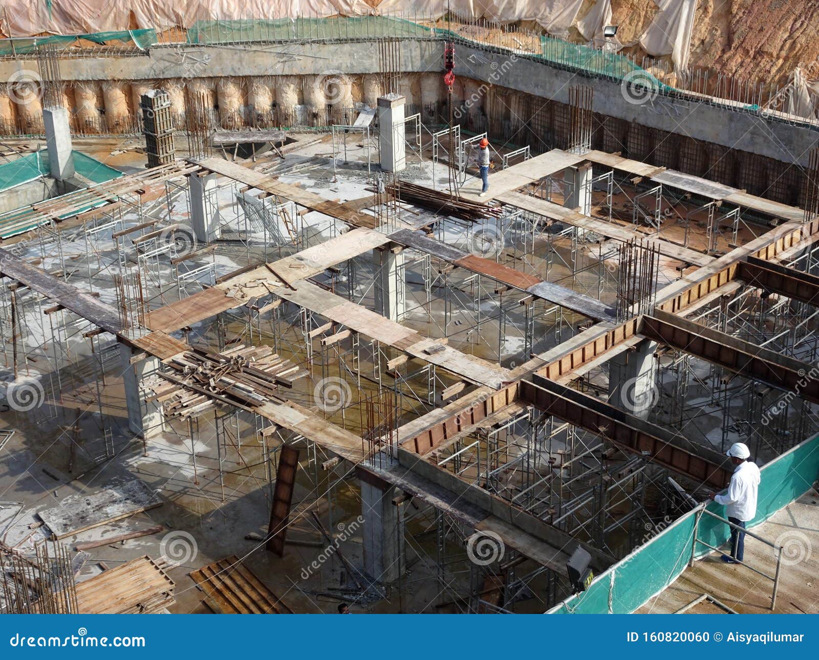 Construction Site during Daytime. Workers Busy with Their Work ...