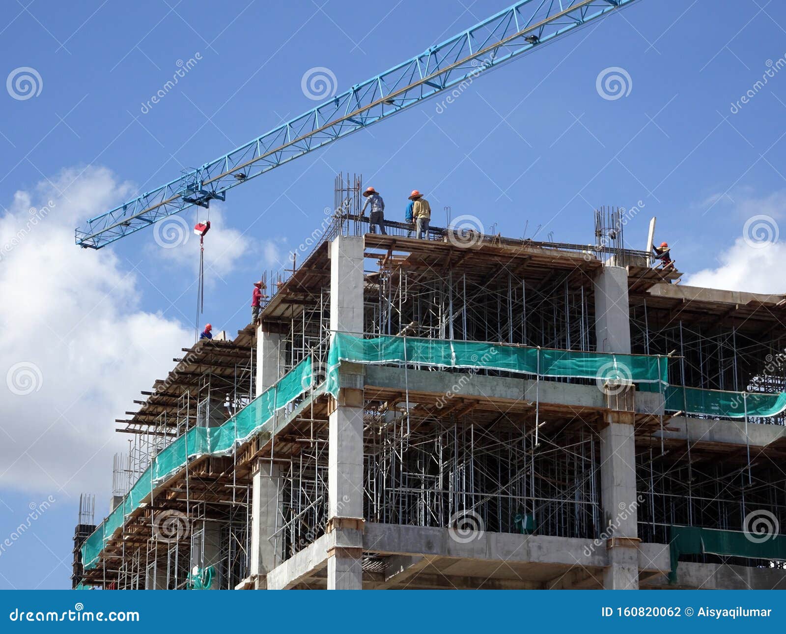 Construction Site during Daytime. Workers Busy with Their Work ...