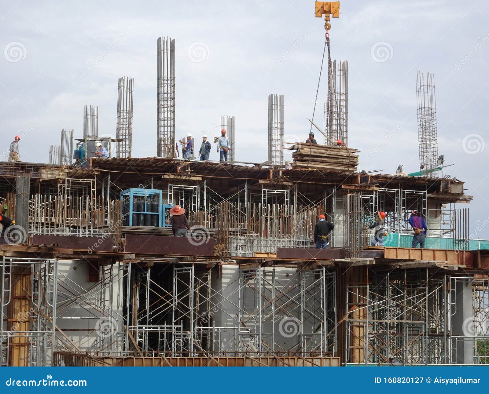 Construction Site during Daytime. Workers Busy with Their Work ...