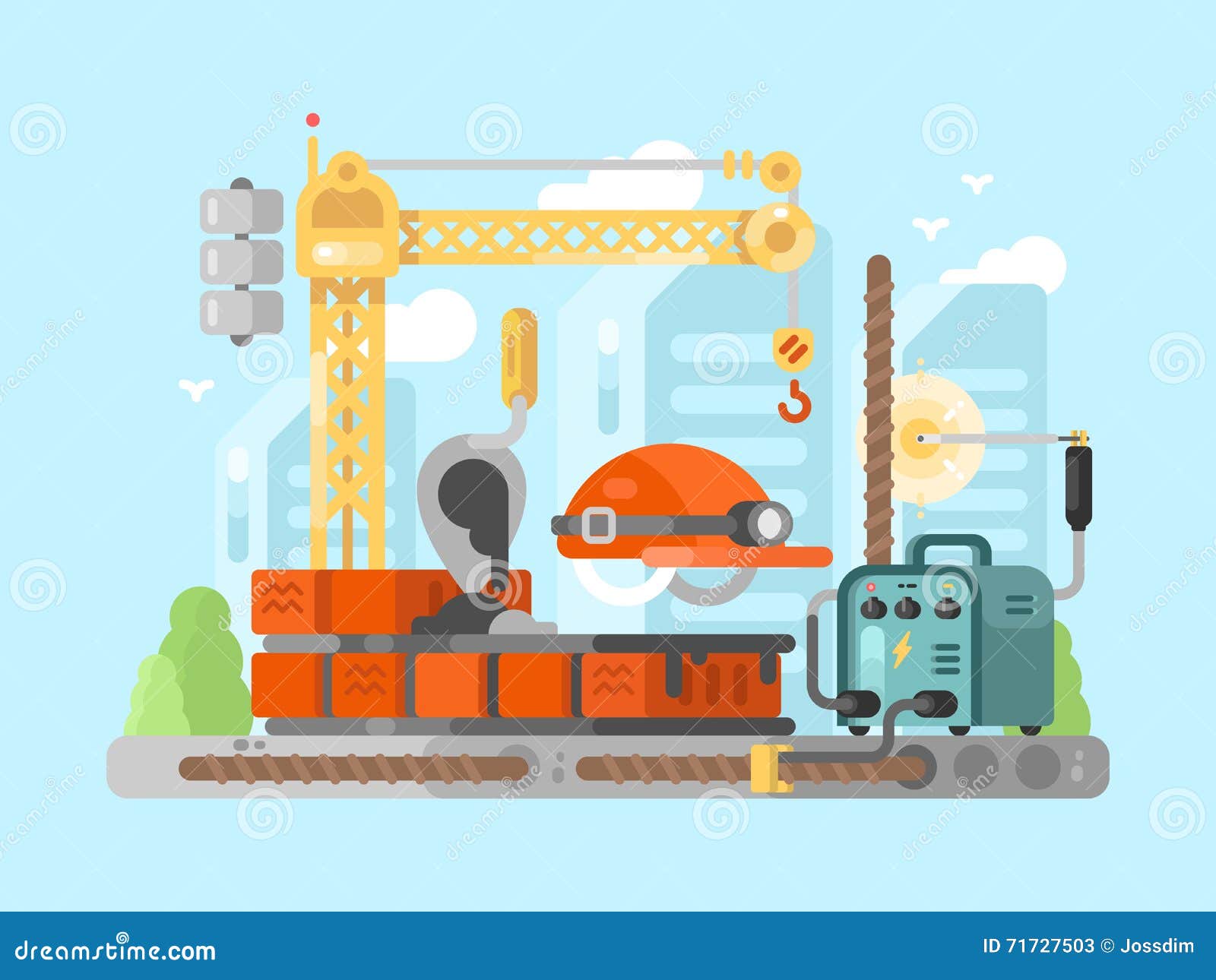 Construction Site Design Concept Stock Vector - Illustration of design ...