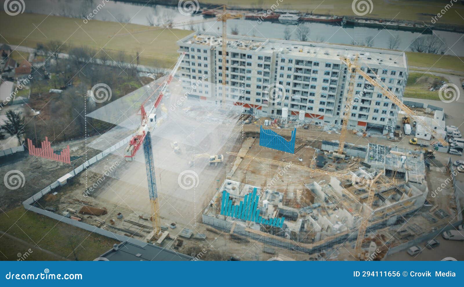 Construction Site Development Graphic, Building Site Blueprint Progress ...