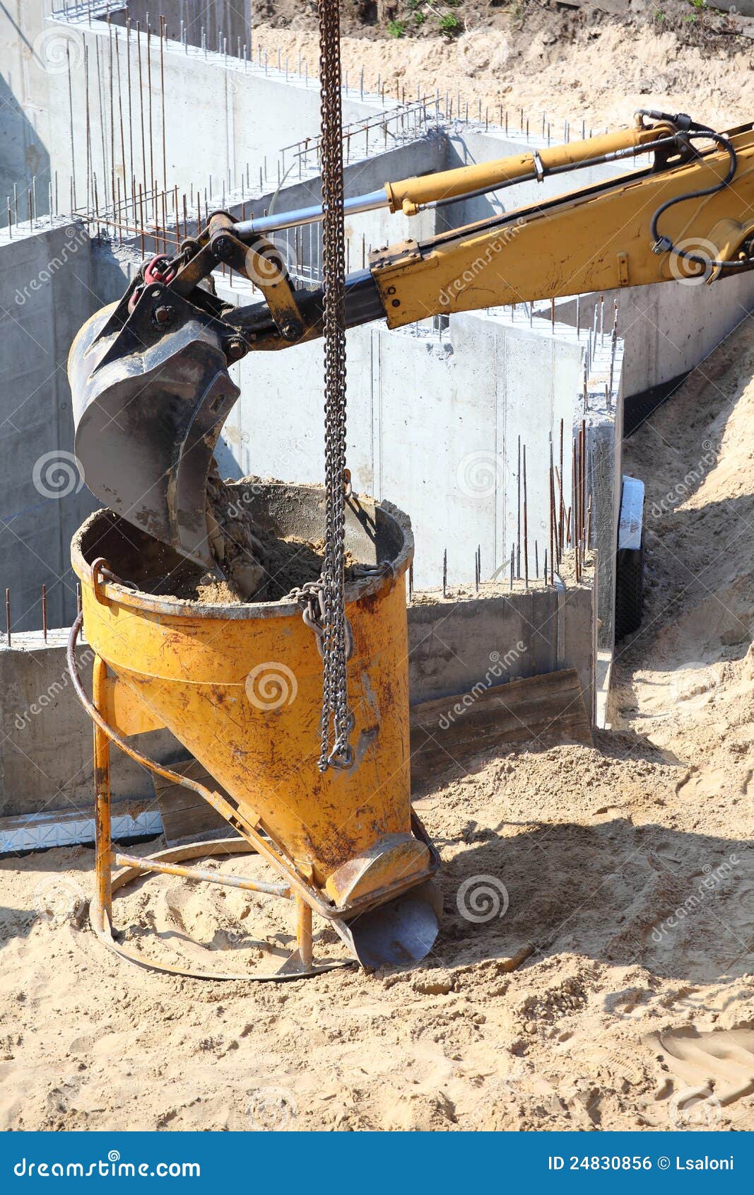 Construction Site Digger, Excavator Stock Photo - Image of sand, steel ...