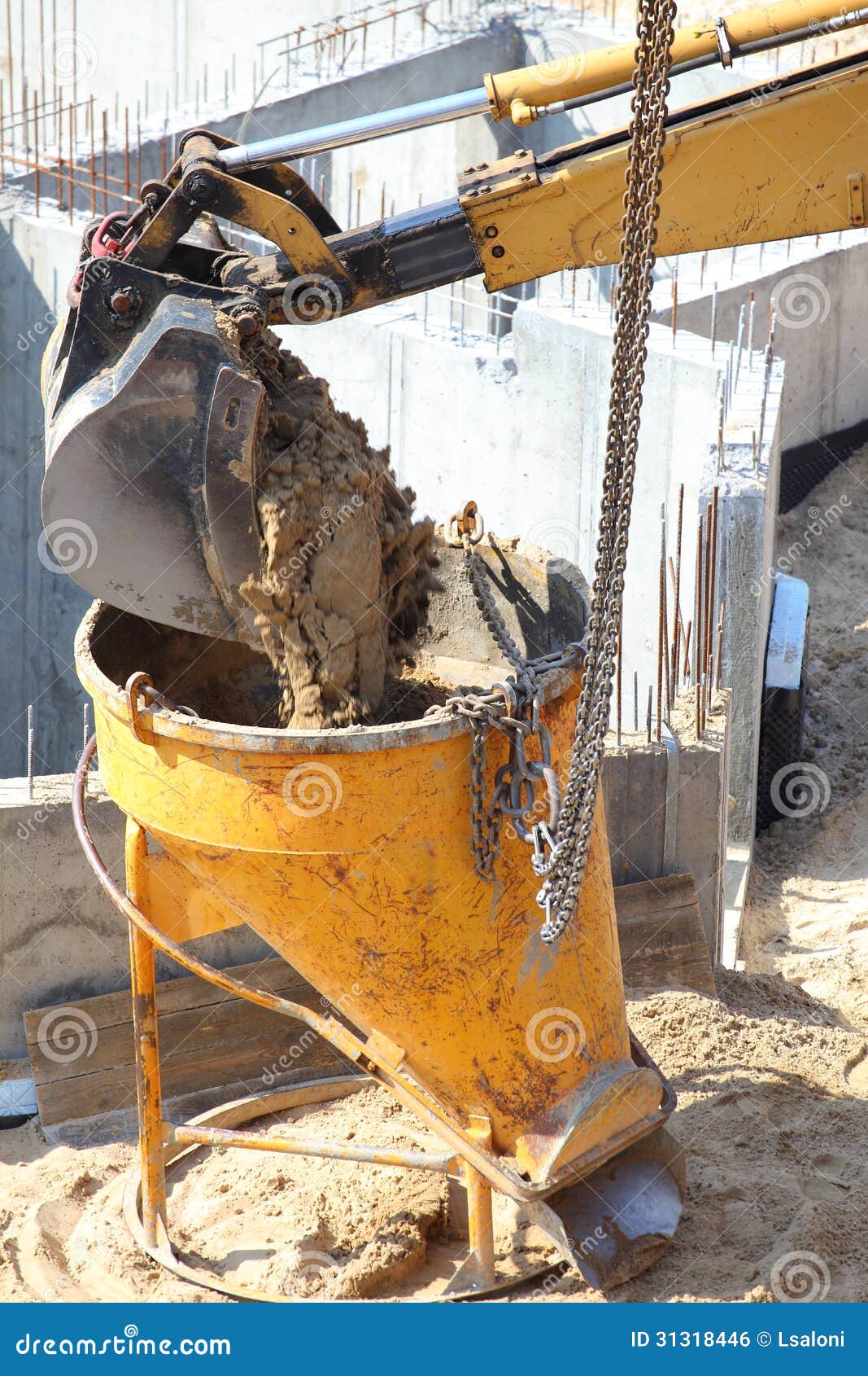 Construction Site Digger, Excavator Stock Photo - Image of cement ...
