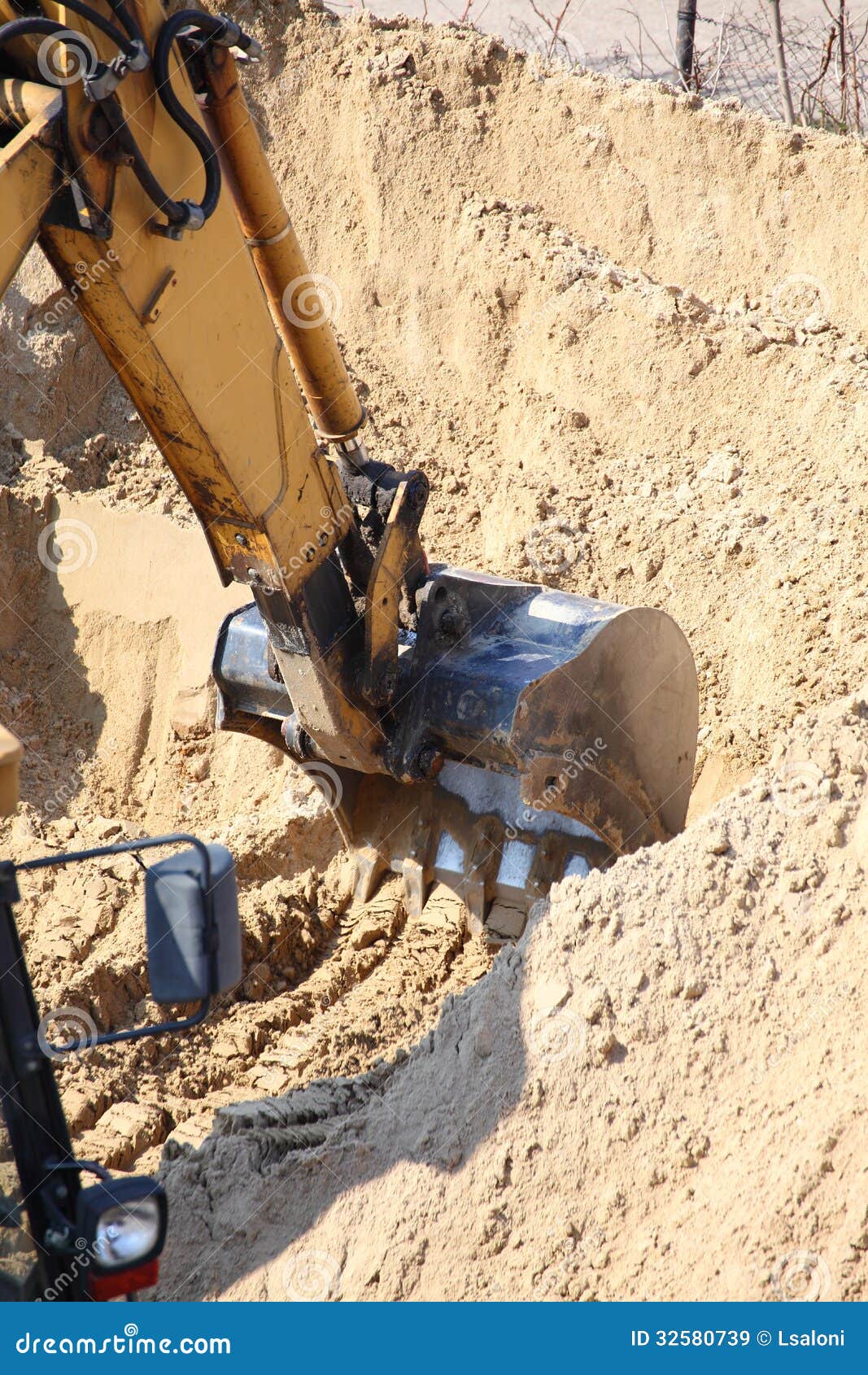 Construction Site Digger, Excavator Stock Image - Image of filling ...
