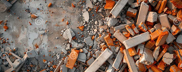 Construction Site Disaster, Scattered Debris, Broken Structures ...