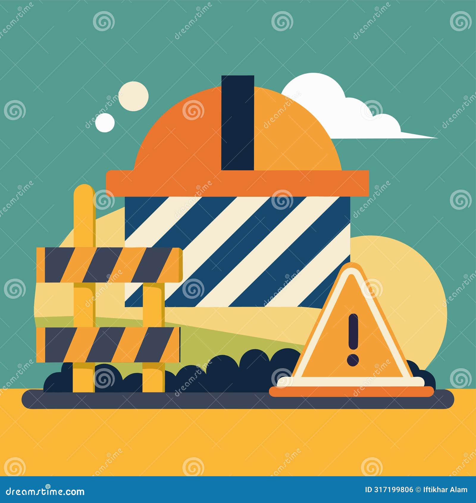 A Construction Site Displaying a Warning Sign for Safety Precautions ...