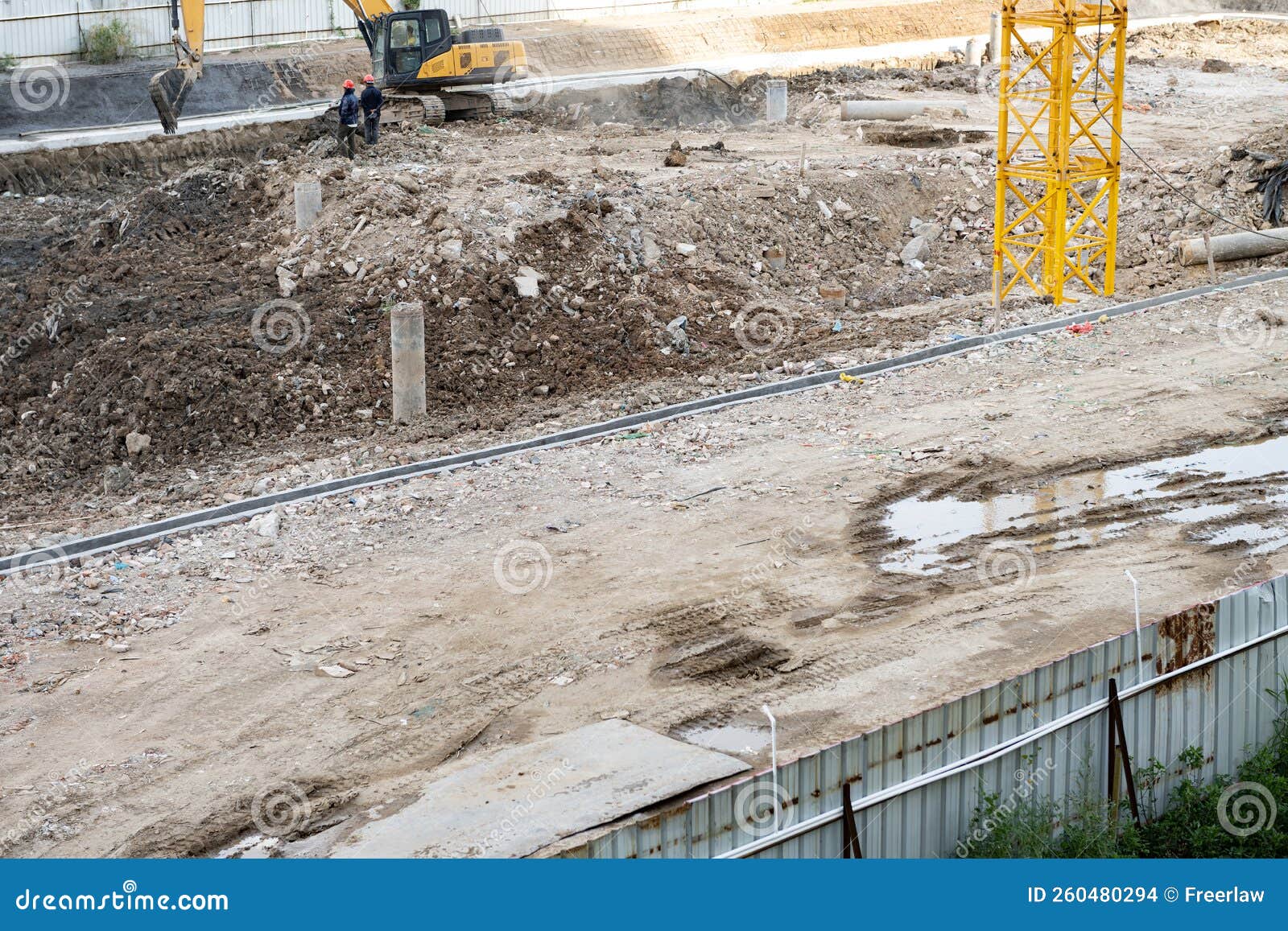 A Construction Site Doing Base Works Stock Photo - Image of cement ...