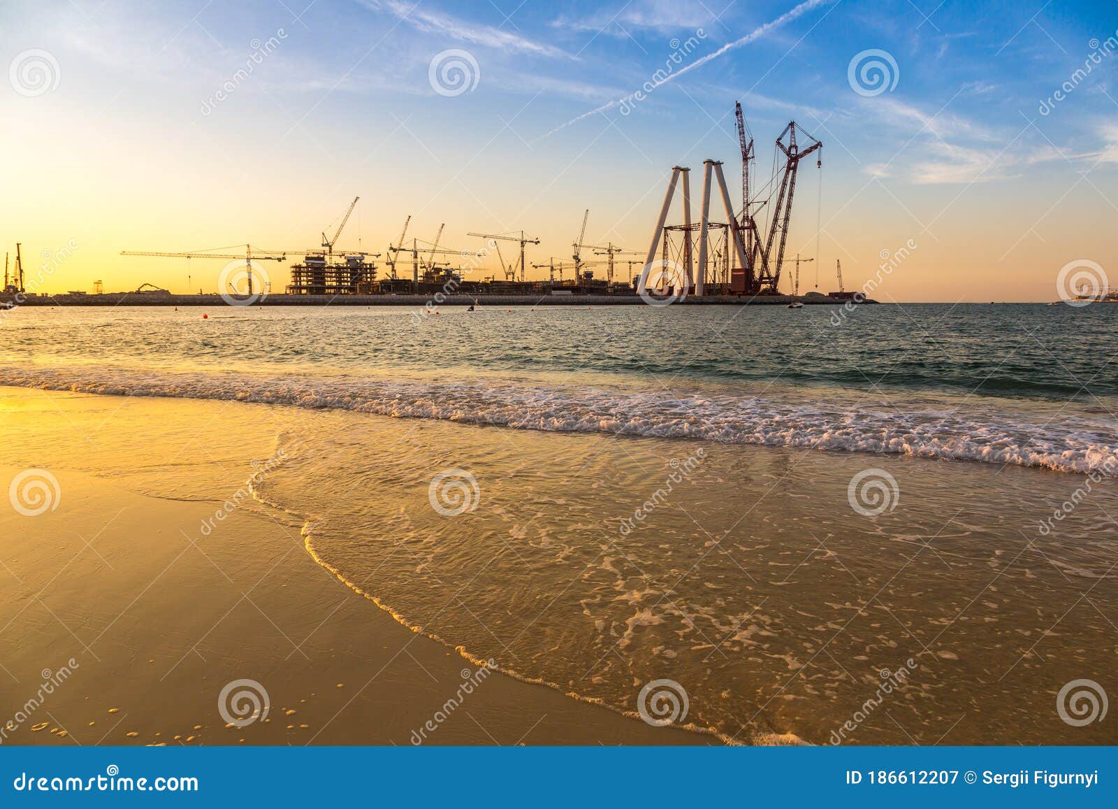 Construction site in Dubai stock image. Image of background - 186612207