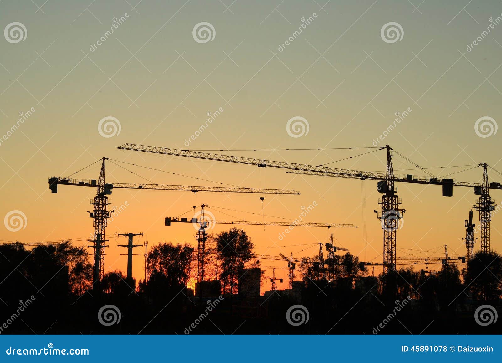 Construction site at dusk stock photo. Image of structure - 45891078