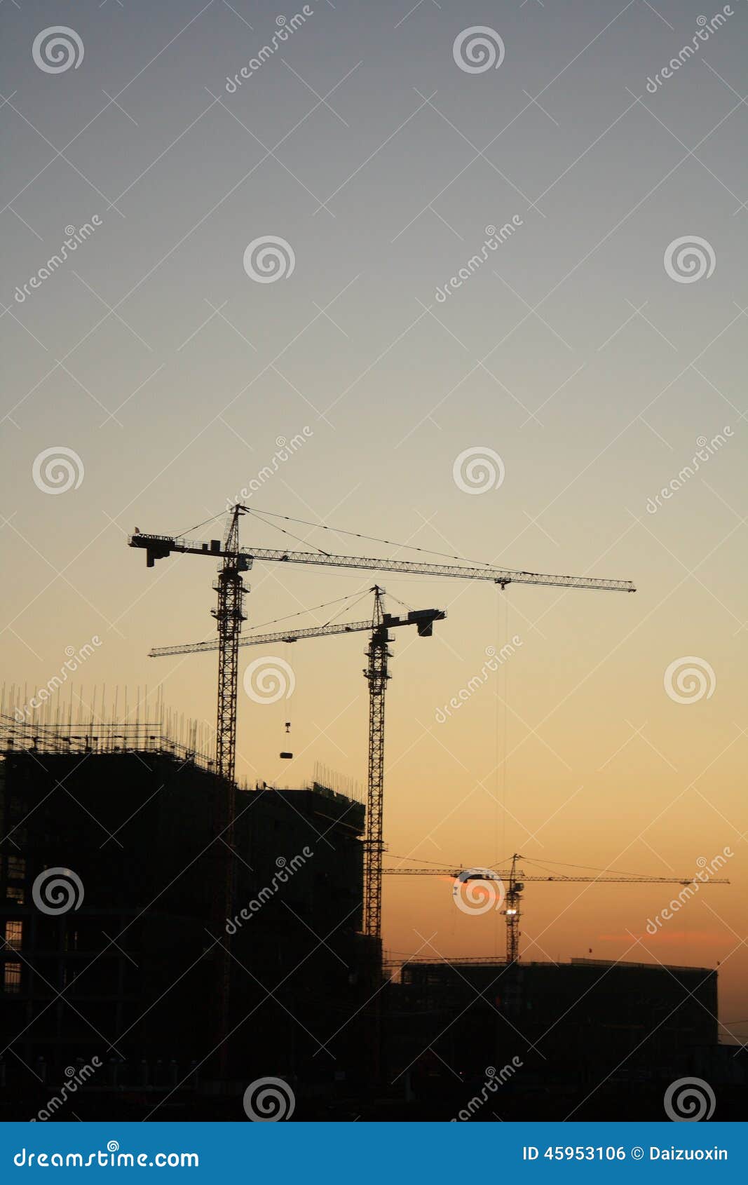 Construction site at dusk stock photo. Image of growth - 45953106