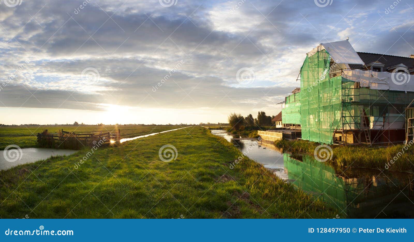 Construction Site in a Dutch Polder Landscape Stock Photo - Image of ...