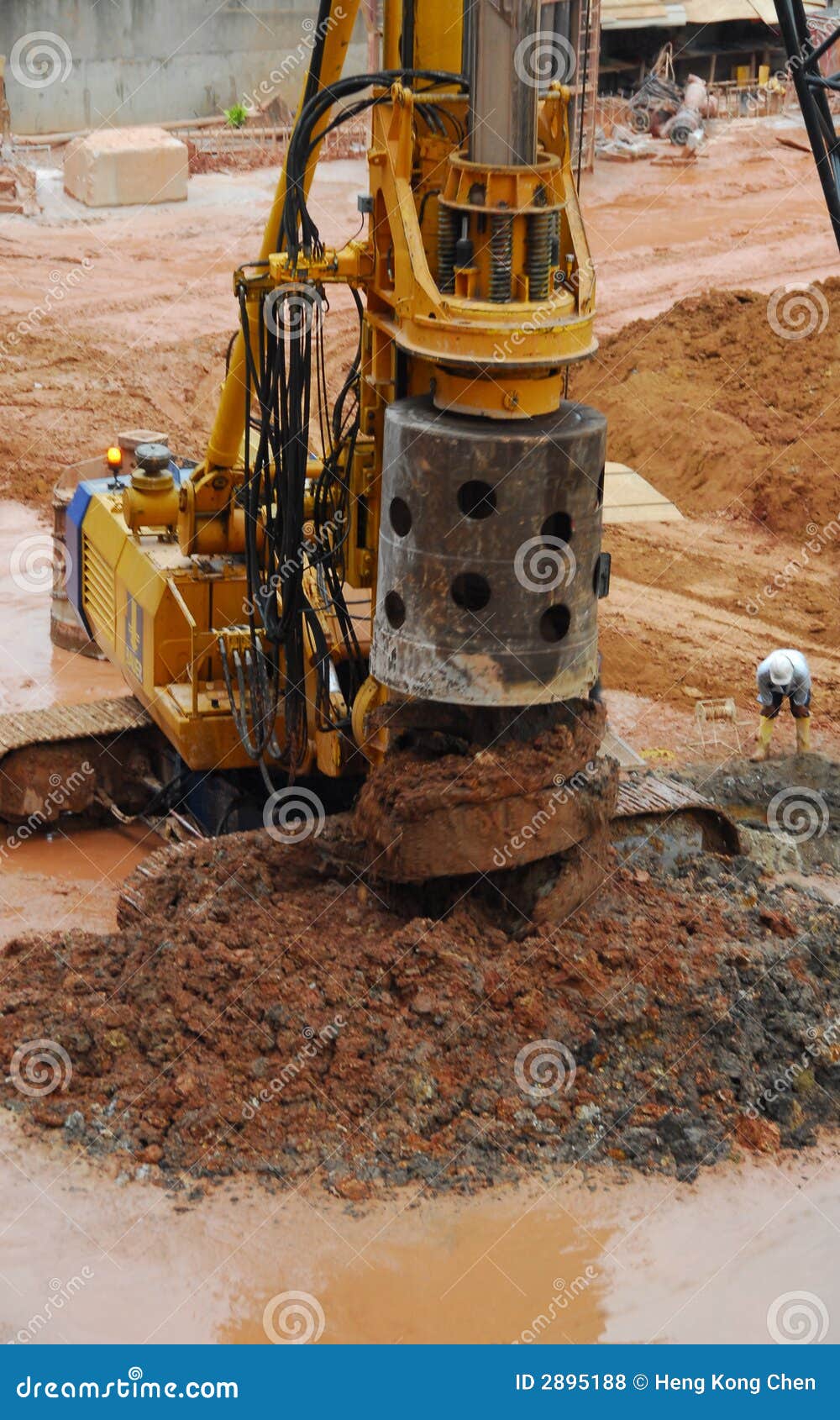 Construction Site Earth Work Stock Photo - Image of steel, concrete ...