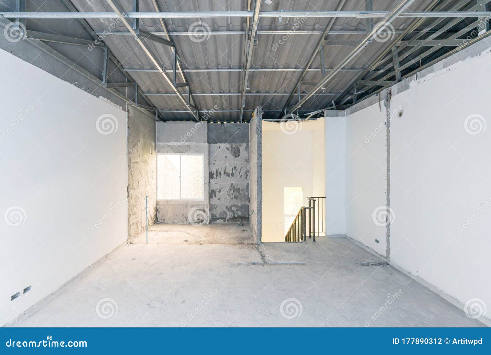 Construction Site of Empty Interior Space, Unfinished Building after ...