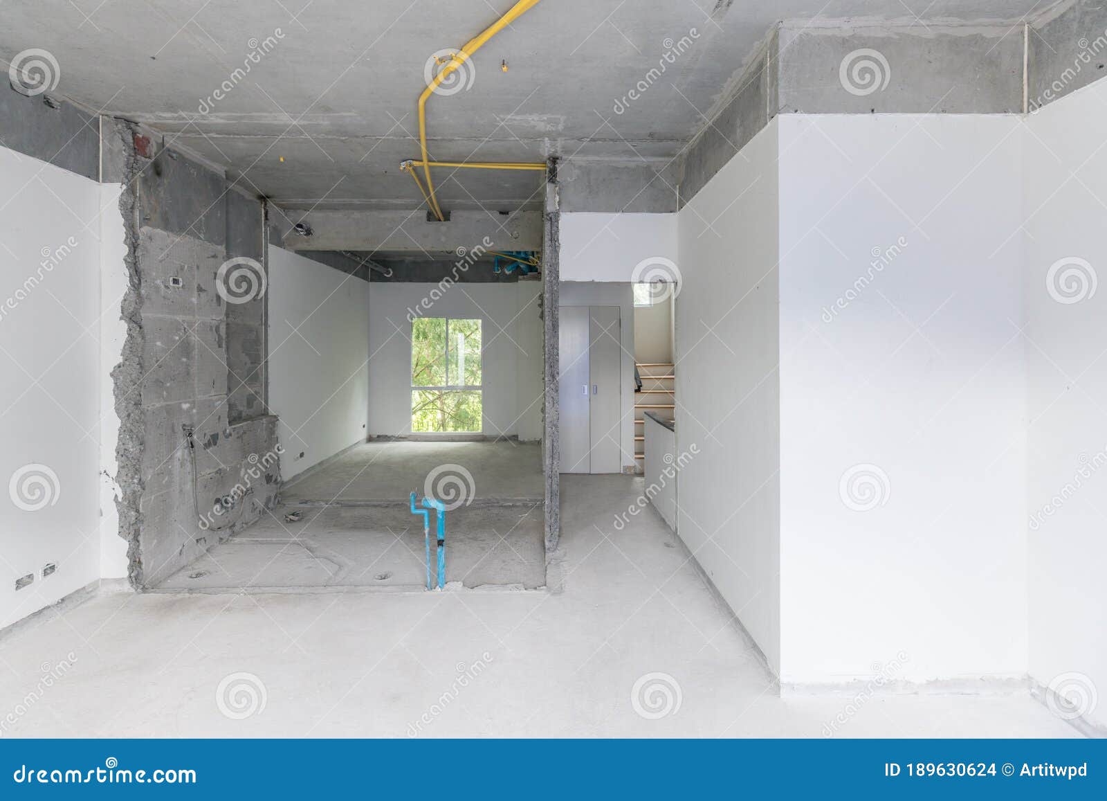 Construction Site of Empty Interior Space, Unfinished Building after ...