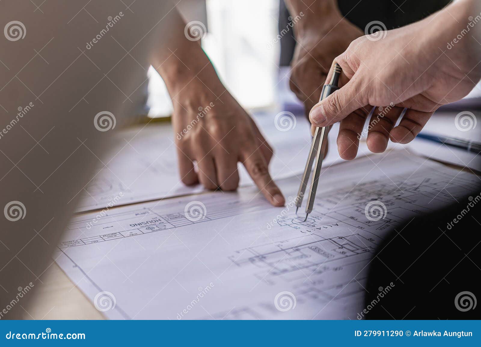 Construction Site Engineers, Two Businessmen Engineering Objects in ...