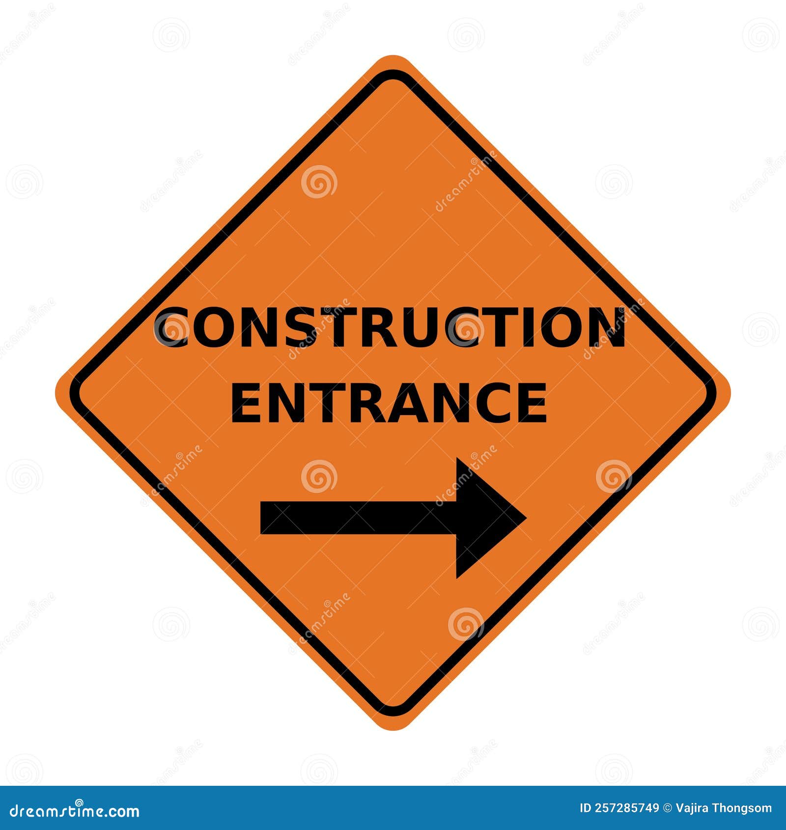Construction Site Entrance Sign Vector Illustration, Orange with Black ...