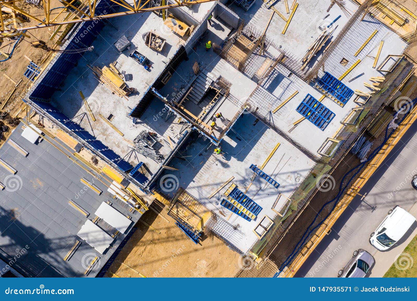 Construction Site and Equipment - Aerial View. Residential Building ...