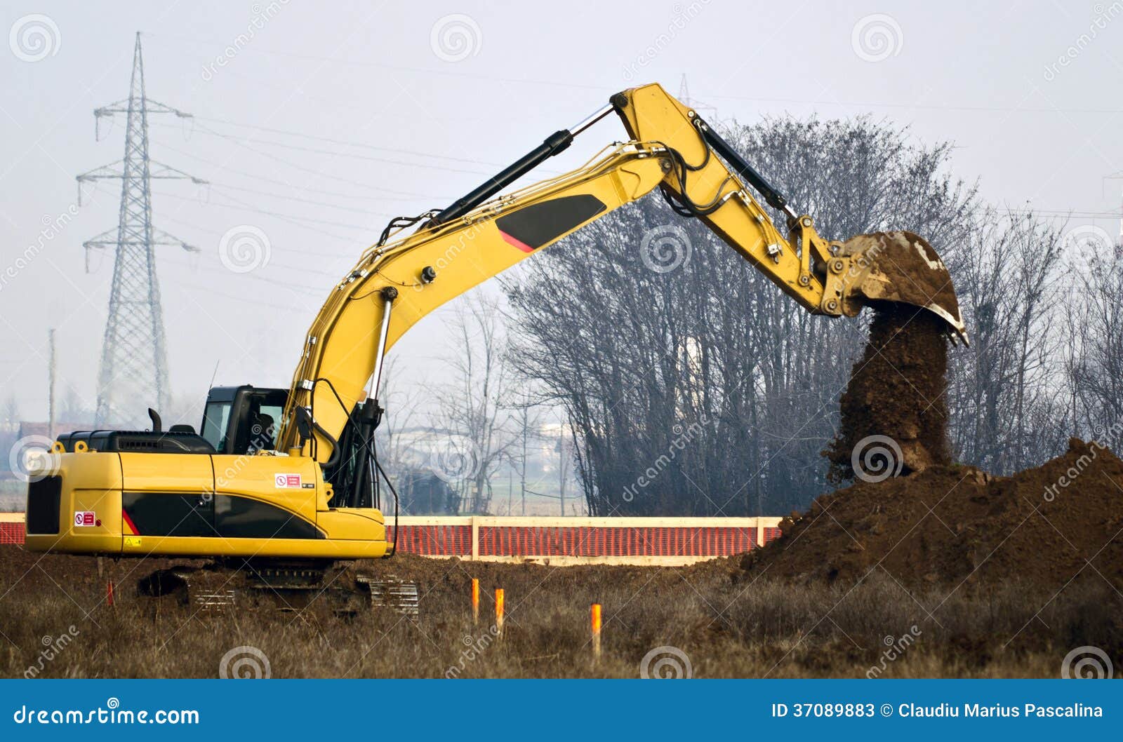 Construction Site with Escavator Stock Image - Image of activity, heap ...