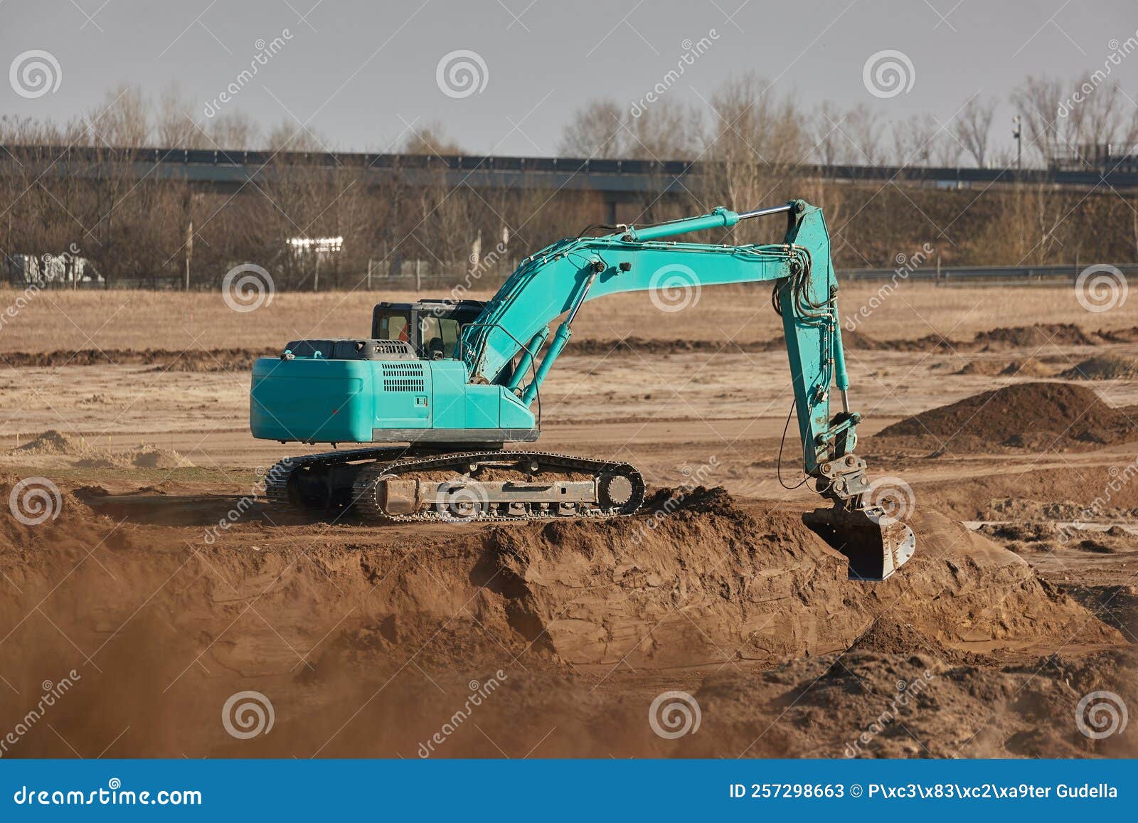 Construction Site Excavator and Truck Stock Image - Image of trenching ...