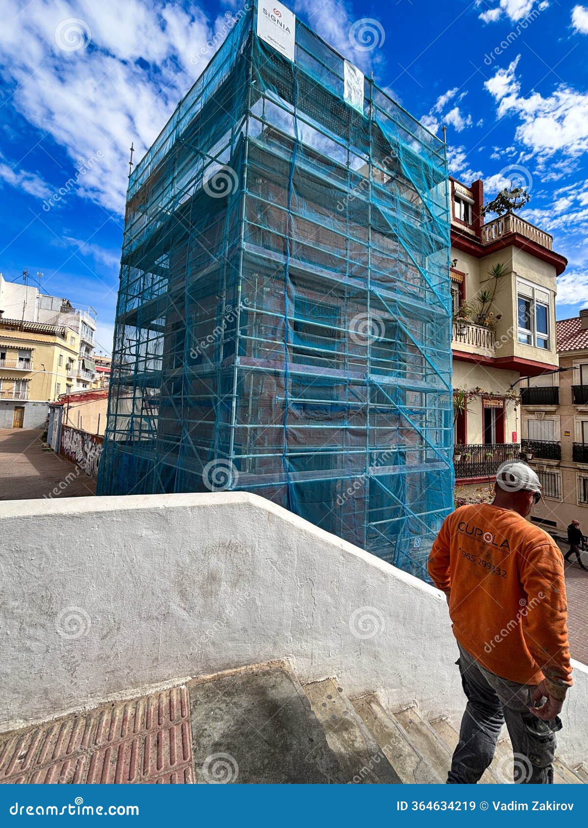 Scaffolding Structure On Two Storey Building Construction Site Stock ...