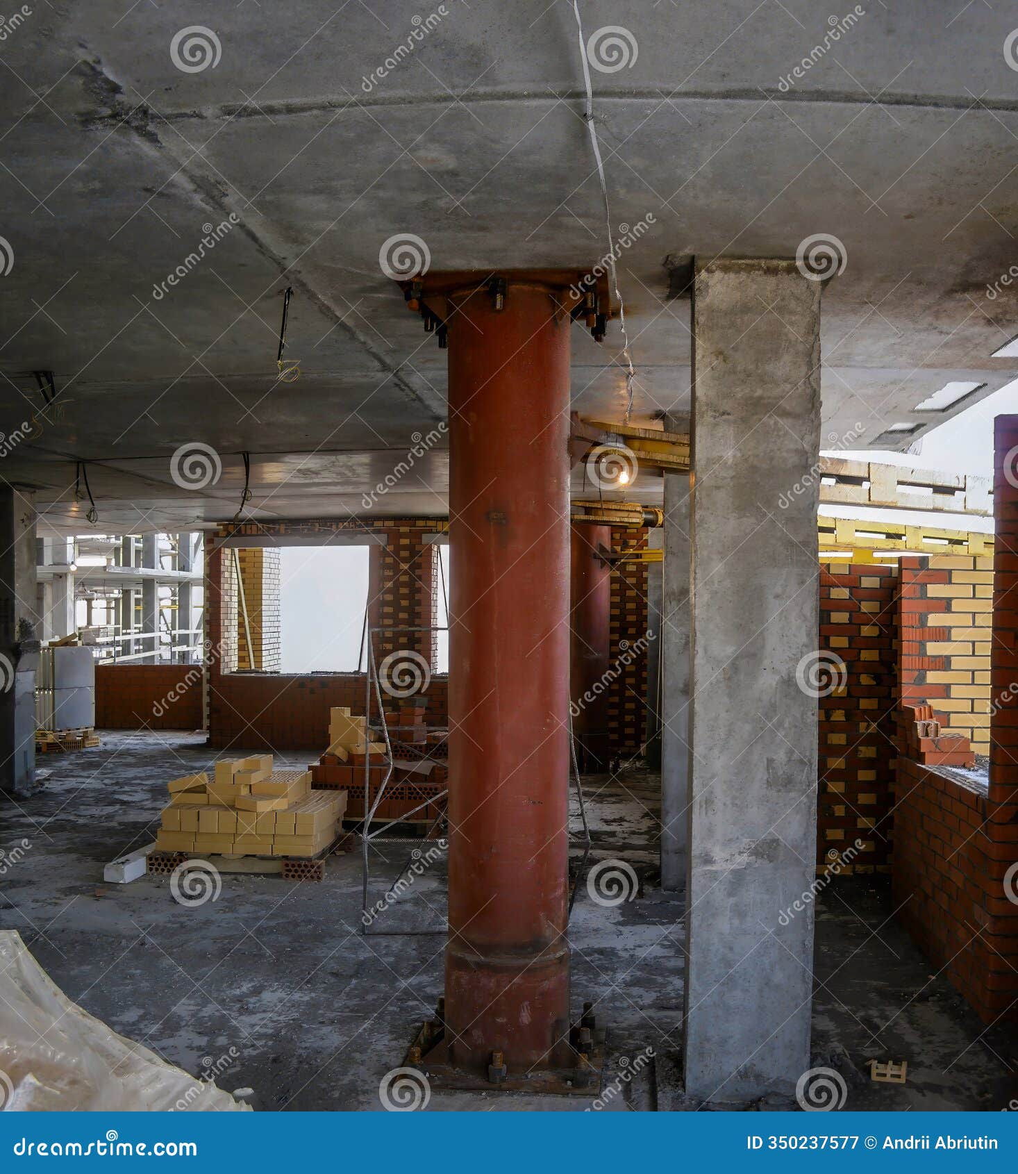 Construction Site Featuring Steel and Reinforced Concrete Columns ...