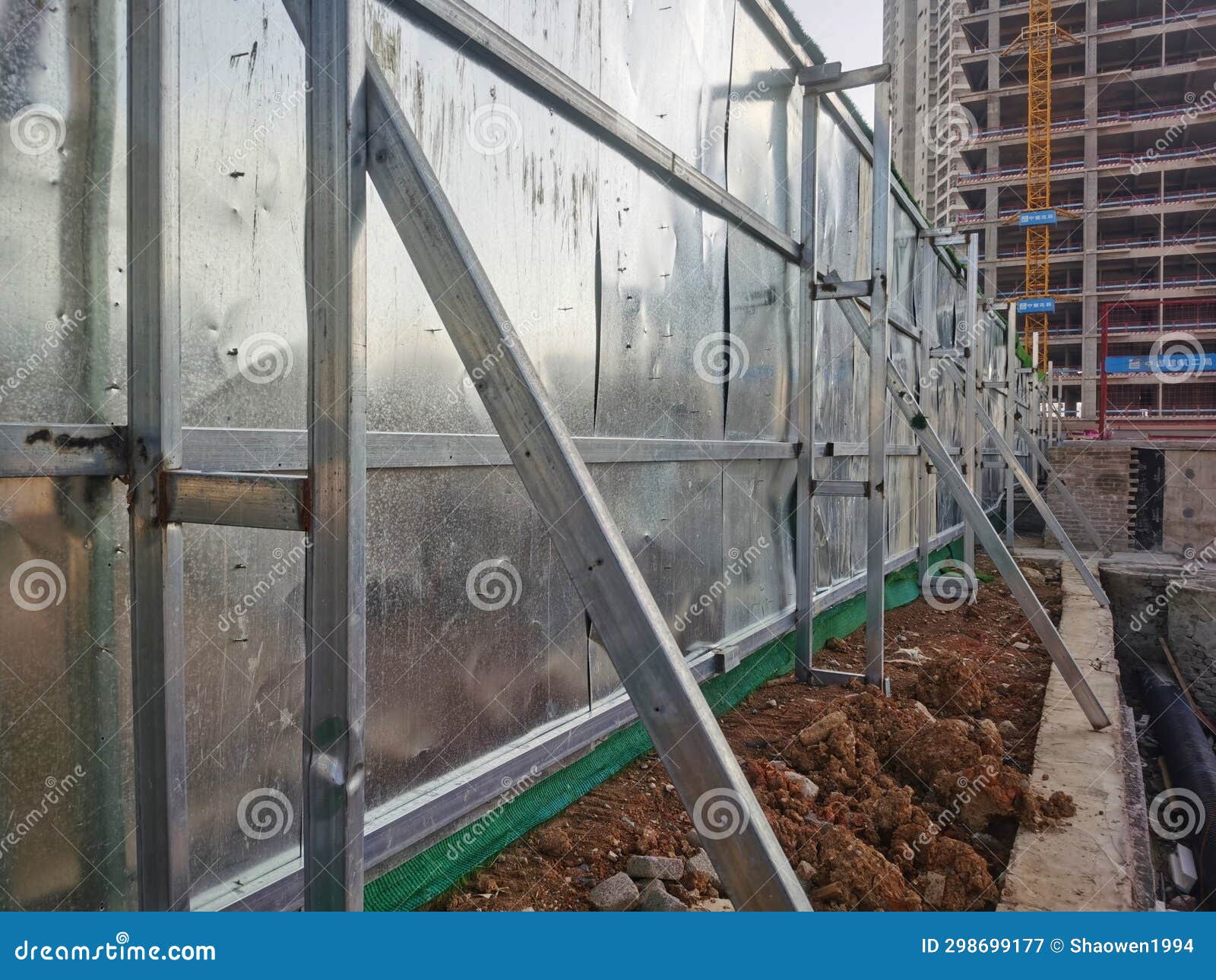 Construction site fence stock image. Image of aluminum - 298699177