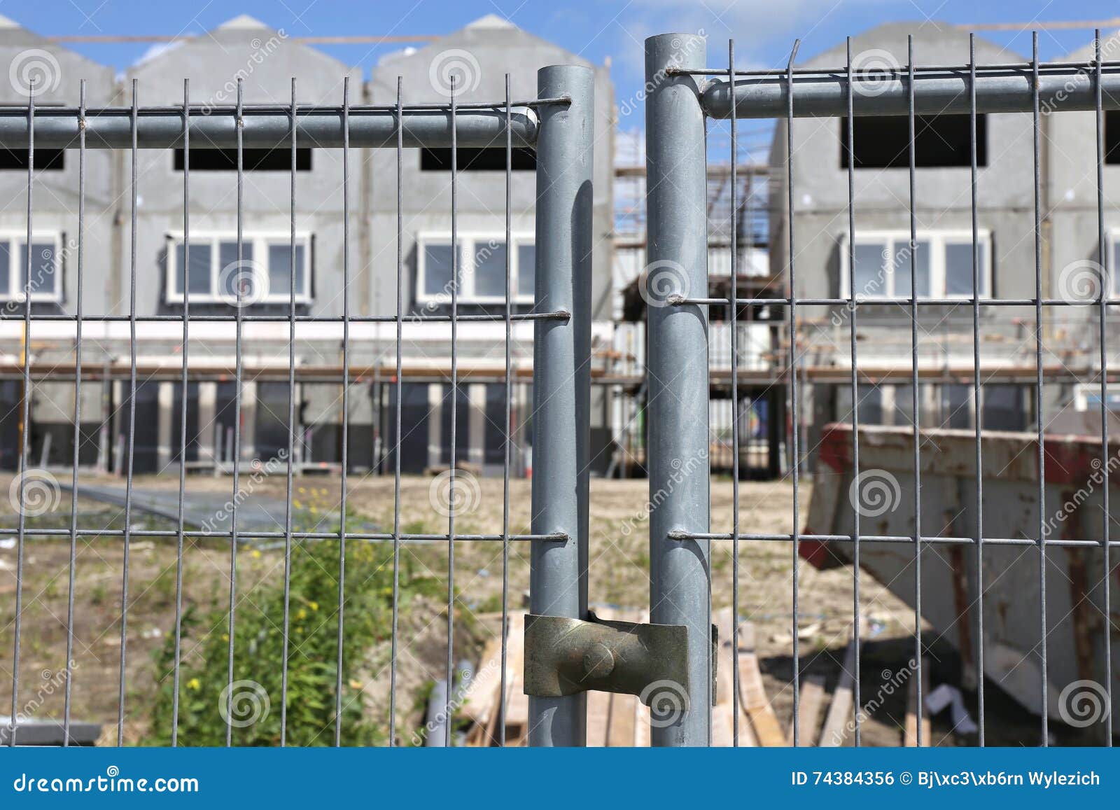 Construction site fence stock photo. Image of design - 74384356
