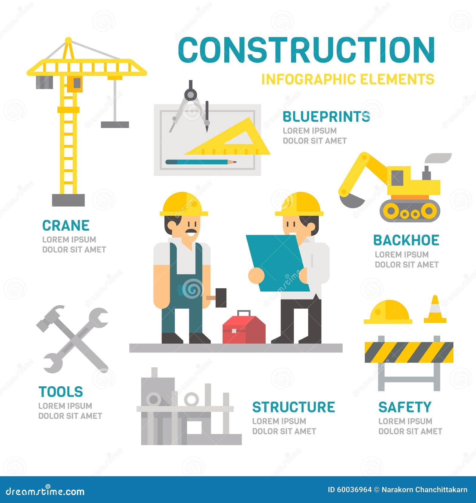 Construction Site Flat Design Infographic Stock Vector - Illustration ...