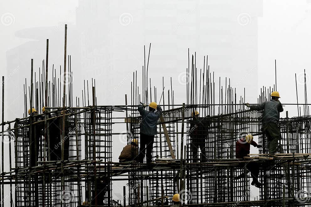 Construction Site in the Fog. Stock Image - Image of cranes, post: 4815425