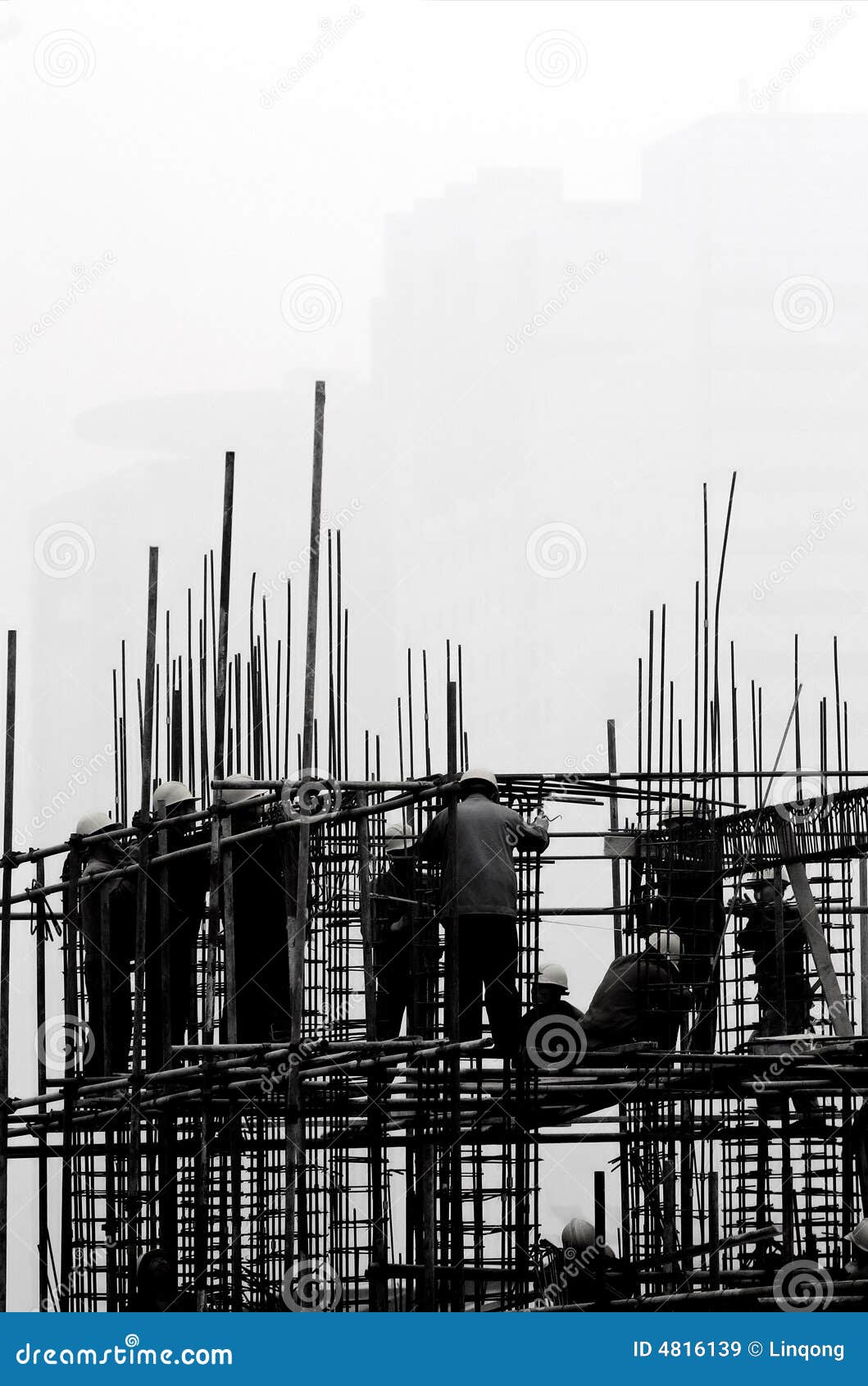 Construction Site in the Fog. Stock Image - Image of machinery, china ...
