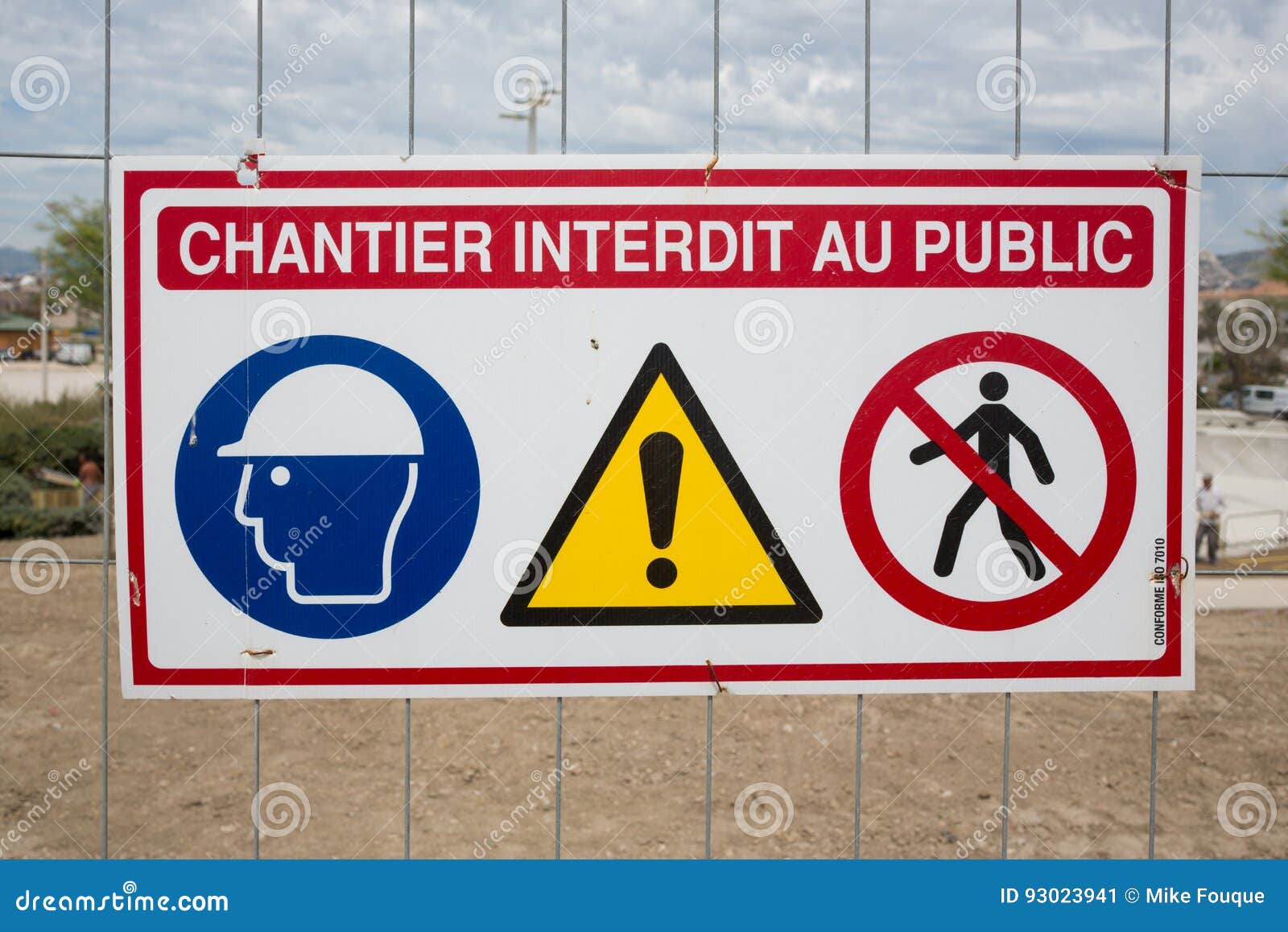 Construction site Signpost stock image. Image of works - 93023941