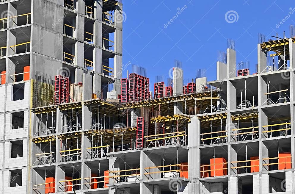 Construction with formwork stock image. Image of tower - 322090675