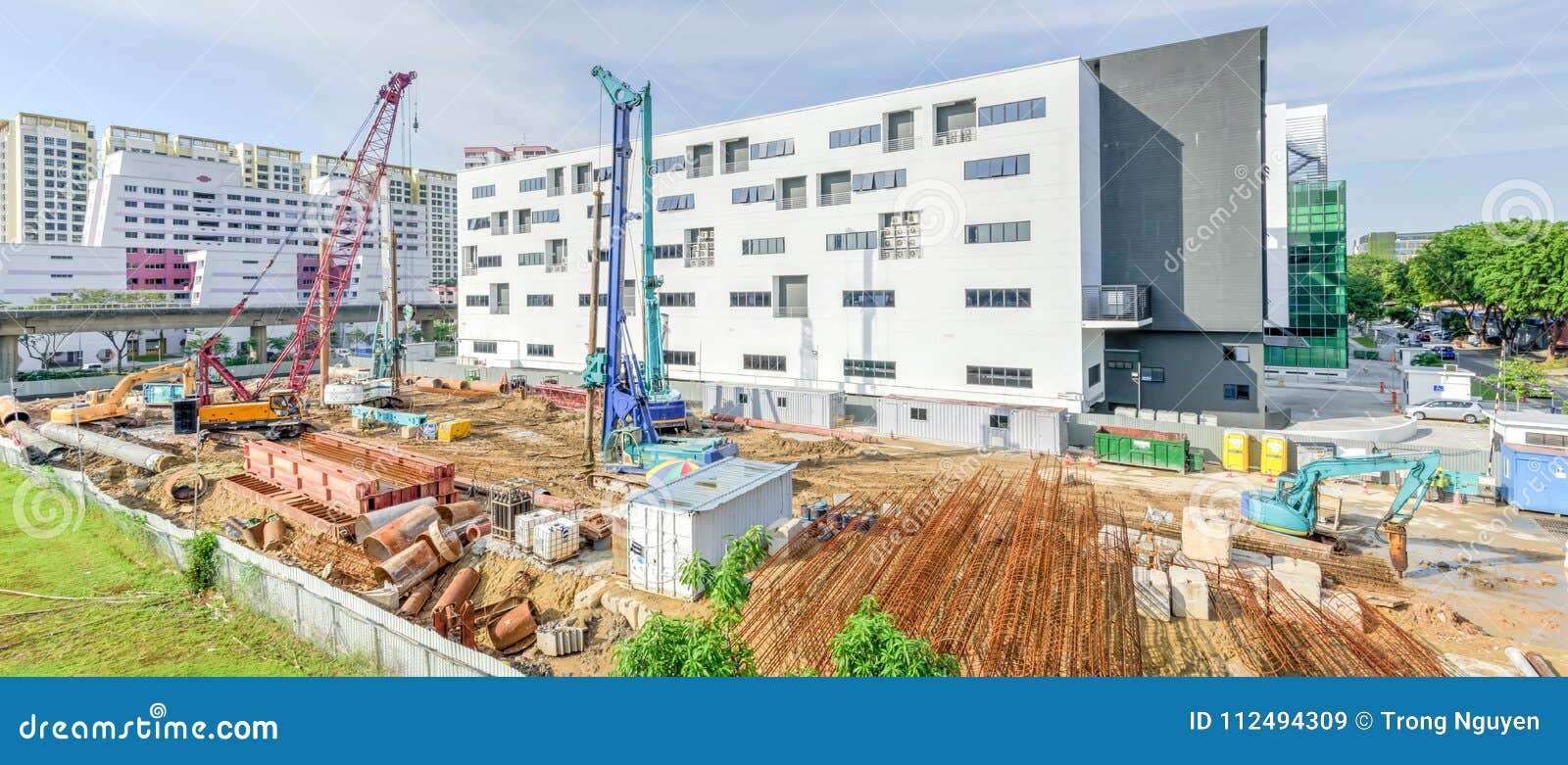 Construction Site with Foundation, Ground Works in Progress at E ...