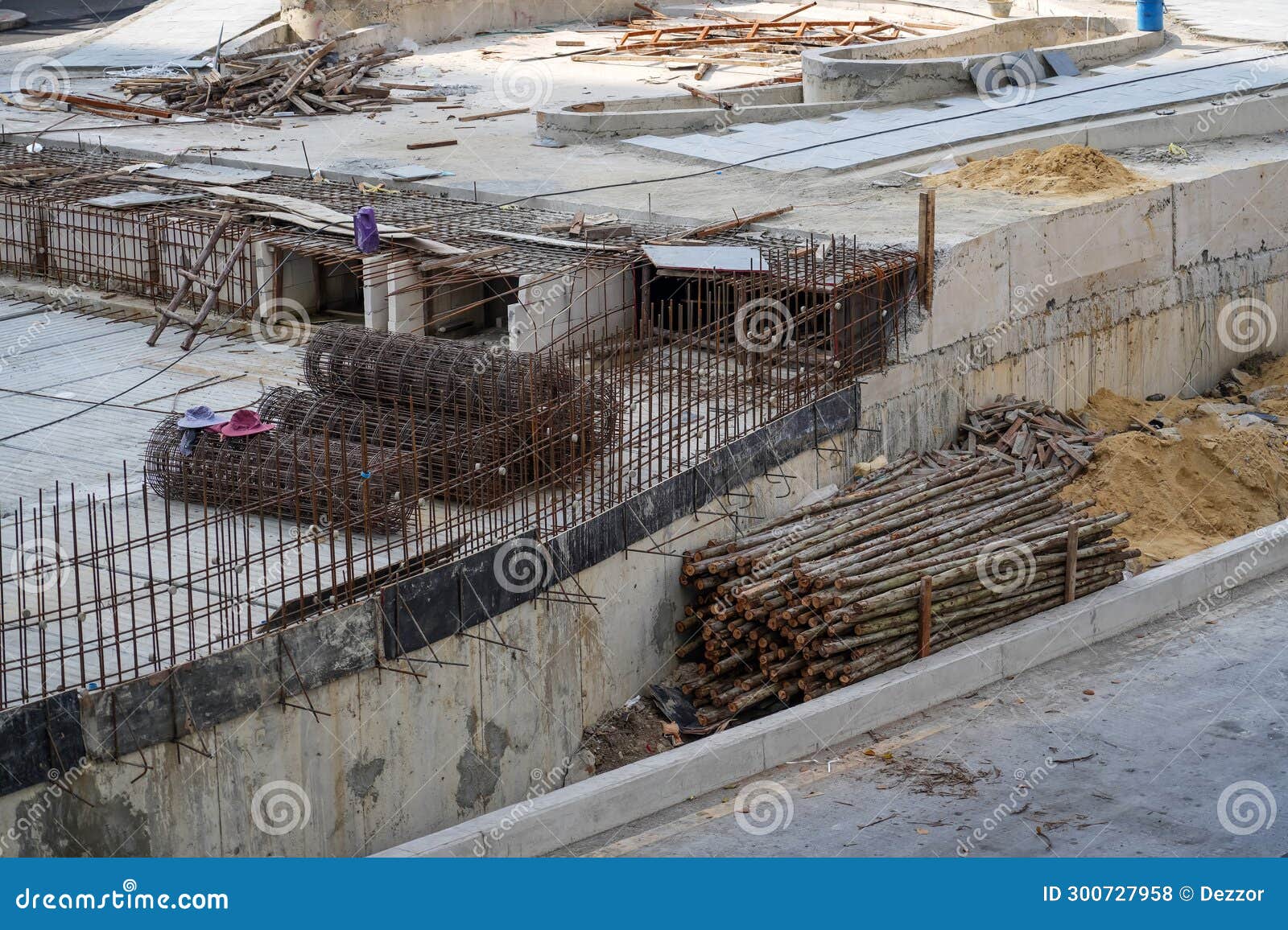 Construction Site with Foundation Pit for Monolithic Reinforced ...