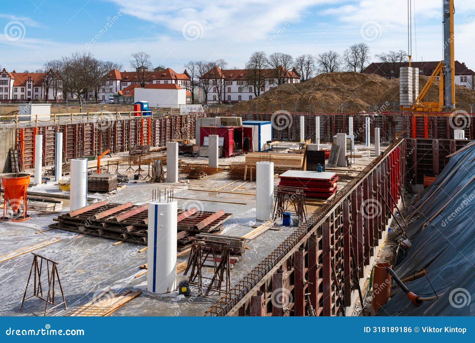 Construction Site with Foundation Construction Starting Stock Photo ...