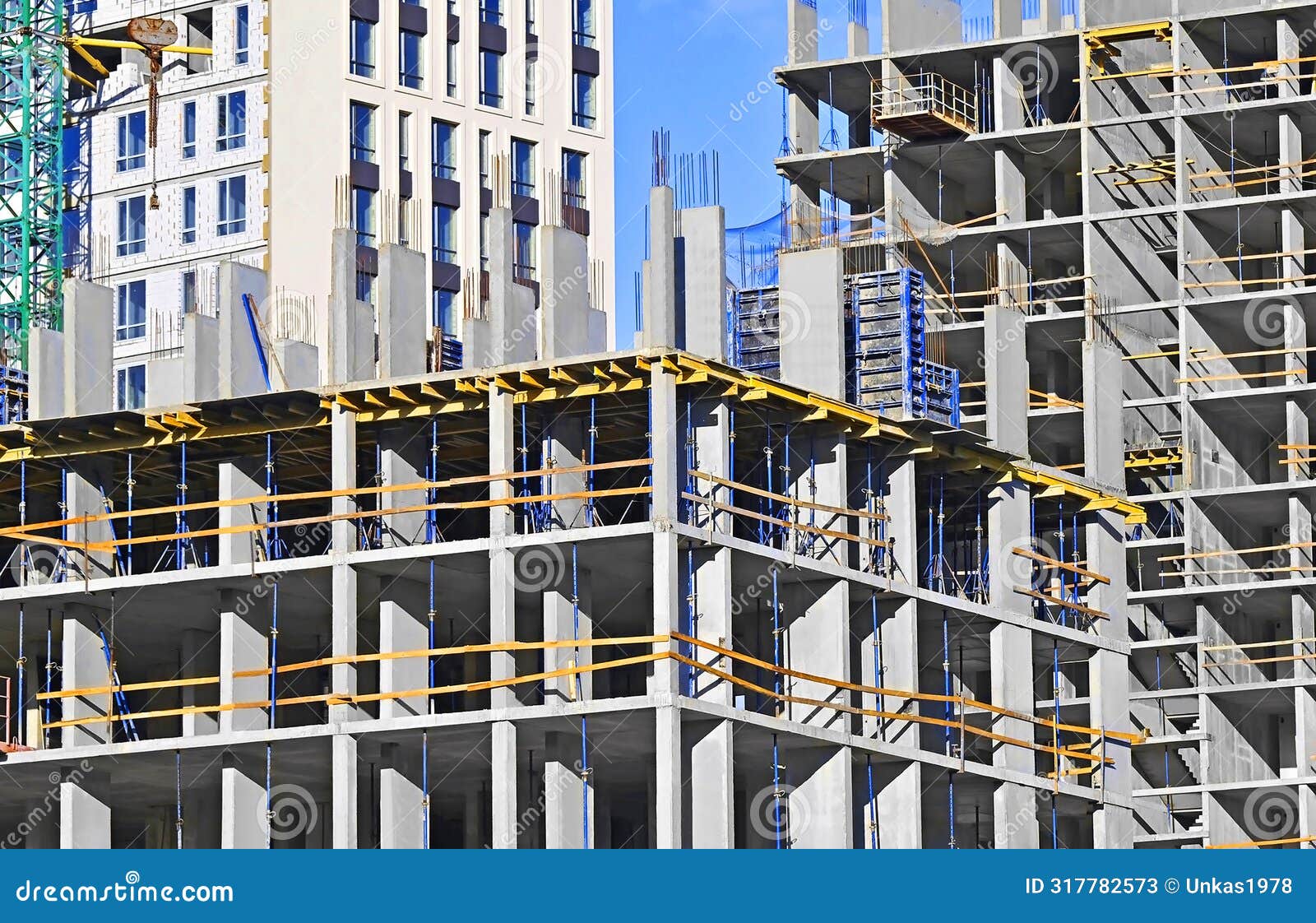 Construction Site with Framework Stock Image - Image of condominium ...