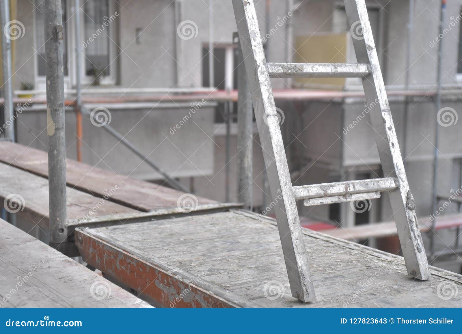 Construction Site - Framework - Planks and Ladder Stock Image - Image ...
