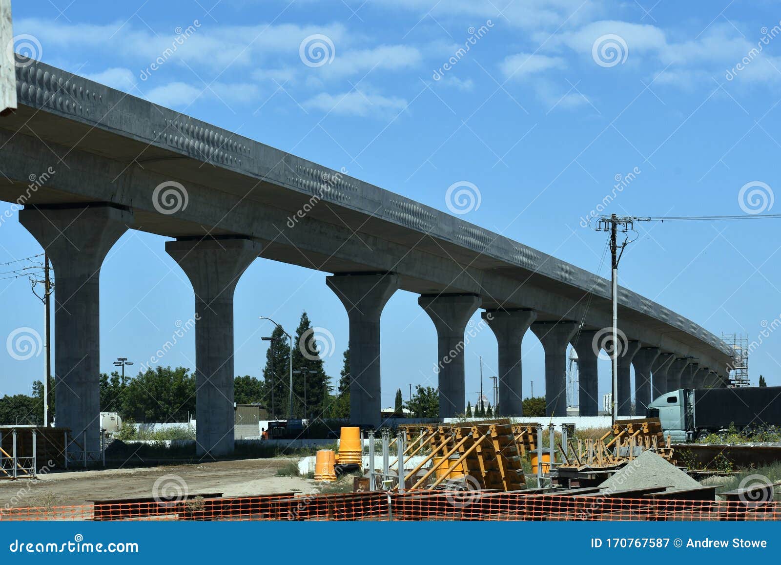 A Construction Site for a Freeway Bridge Stock Image - Image of farming ...