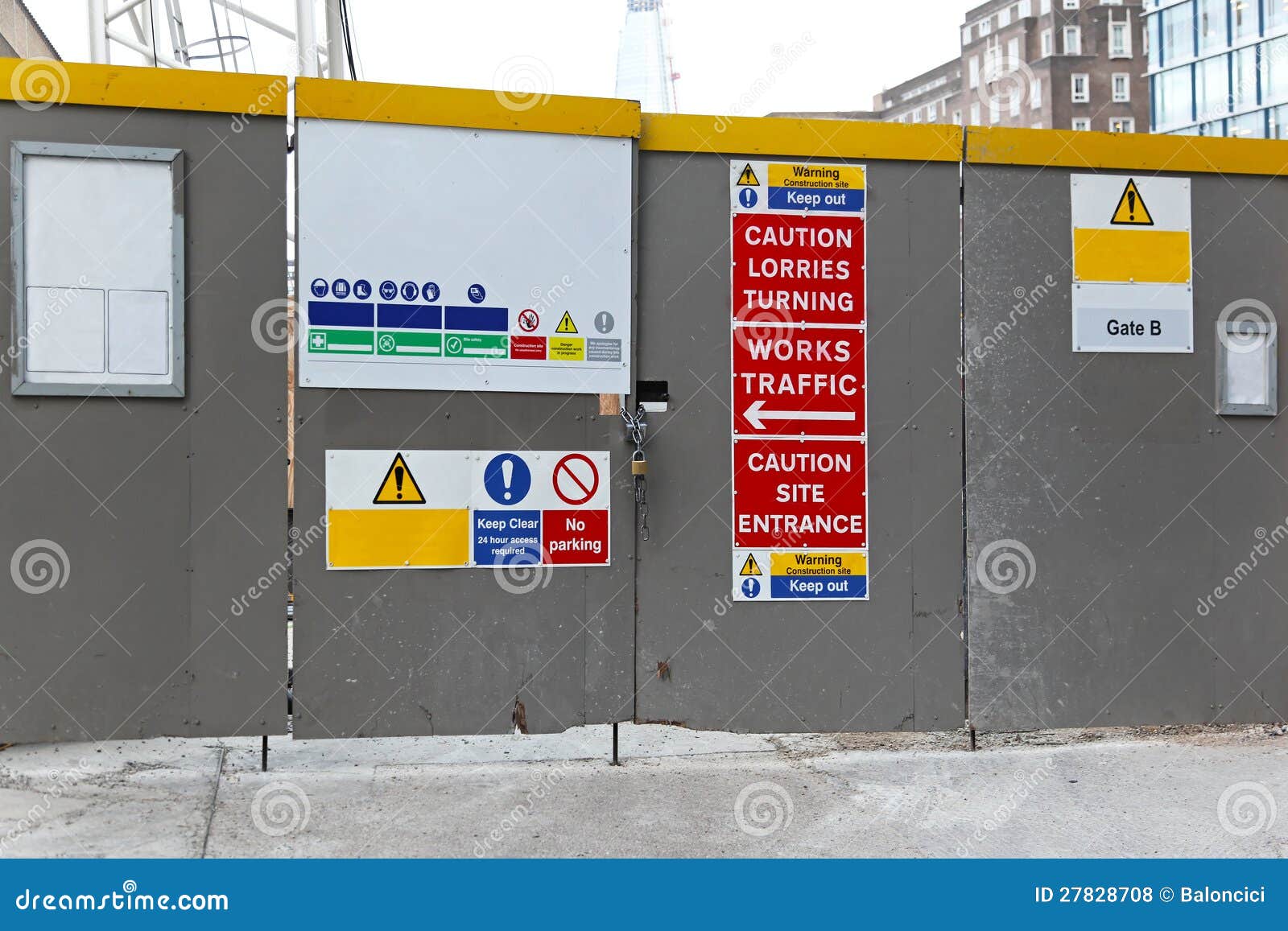 Construction site gate stock photo. Image of symbol, rules - 27828708